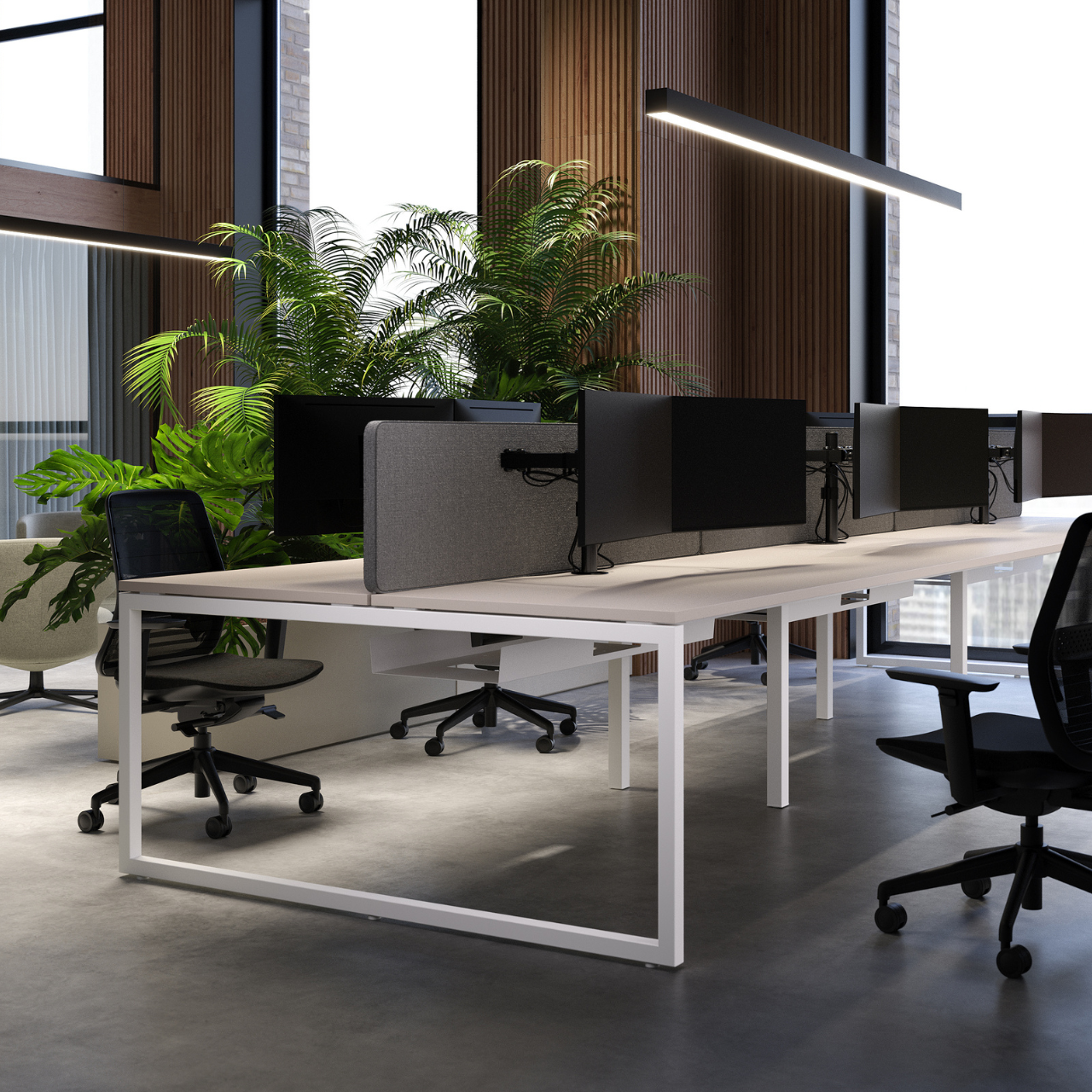 Lanto 4-Person Fixed Height Bench Desk | Lavoro
