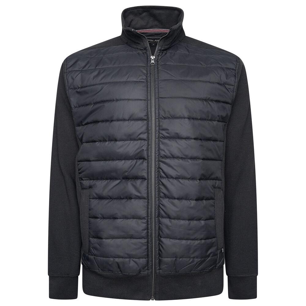 KAM Bubble Top Jacket with Jacquard Sleeves (Black)
