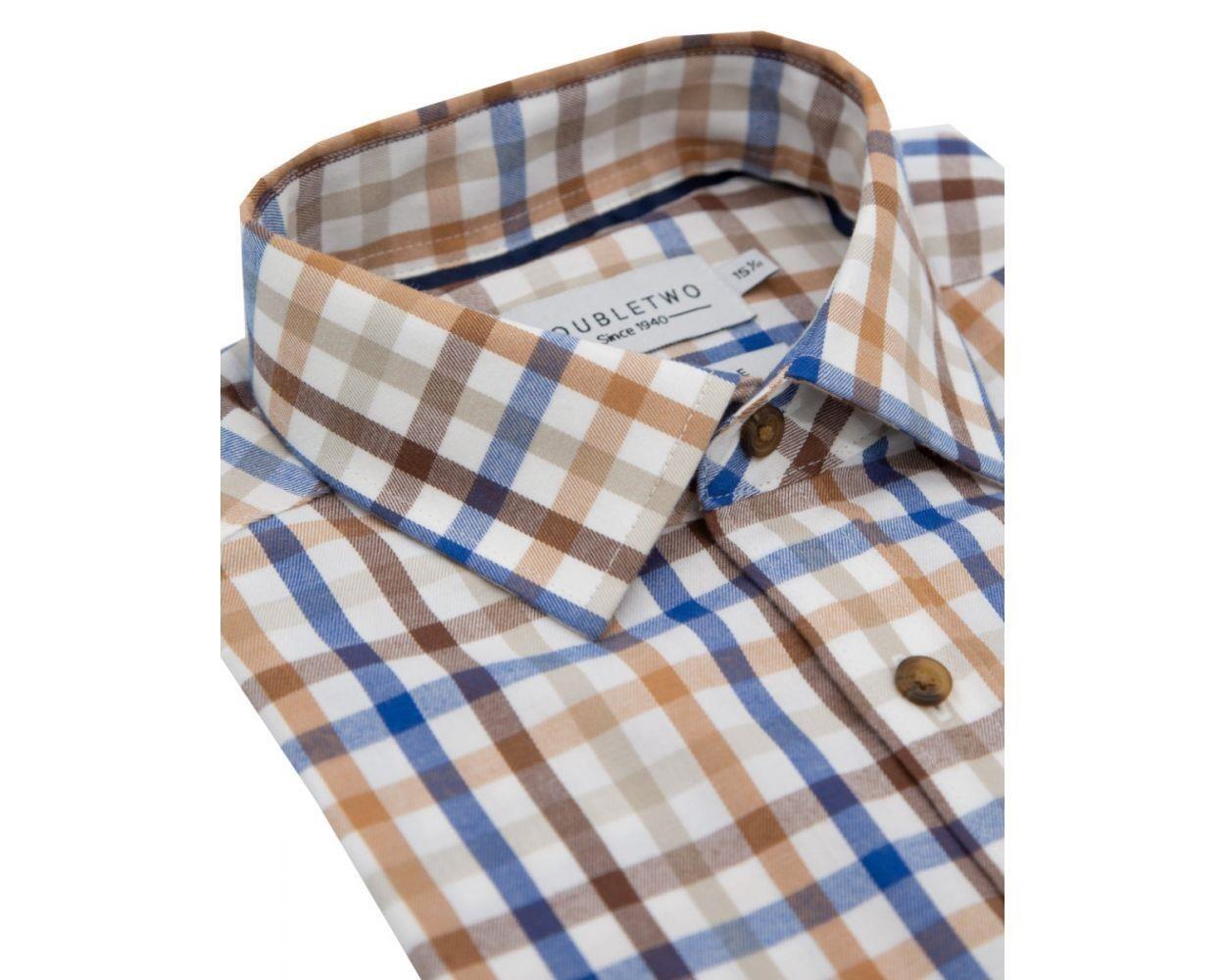 Douglas & Grahame Long Sleeve Warm Handle Check Shirt (Tan)