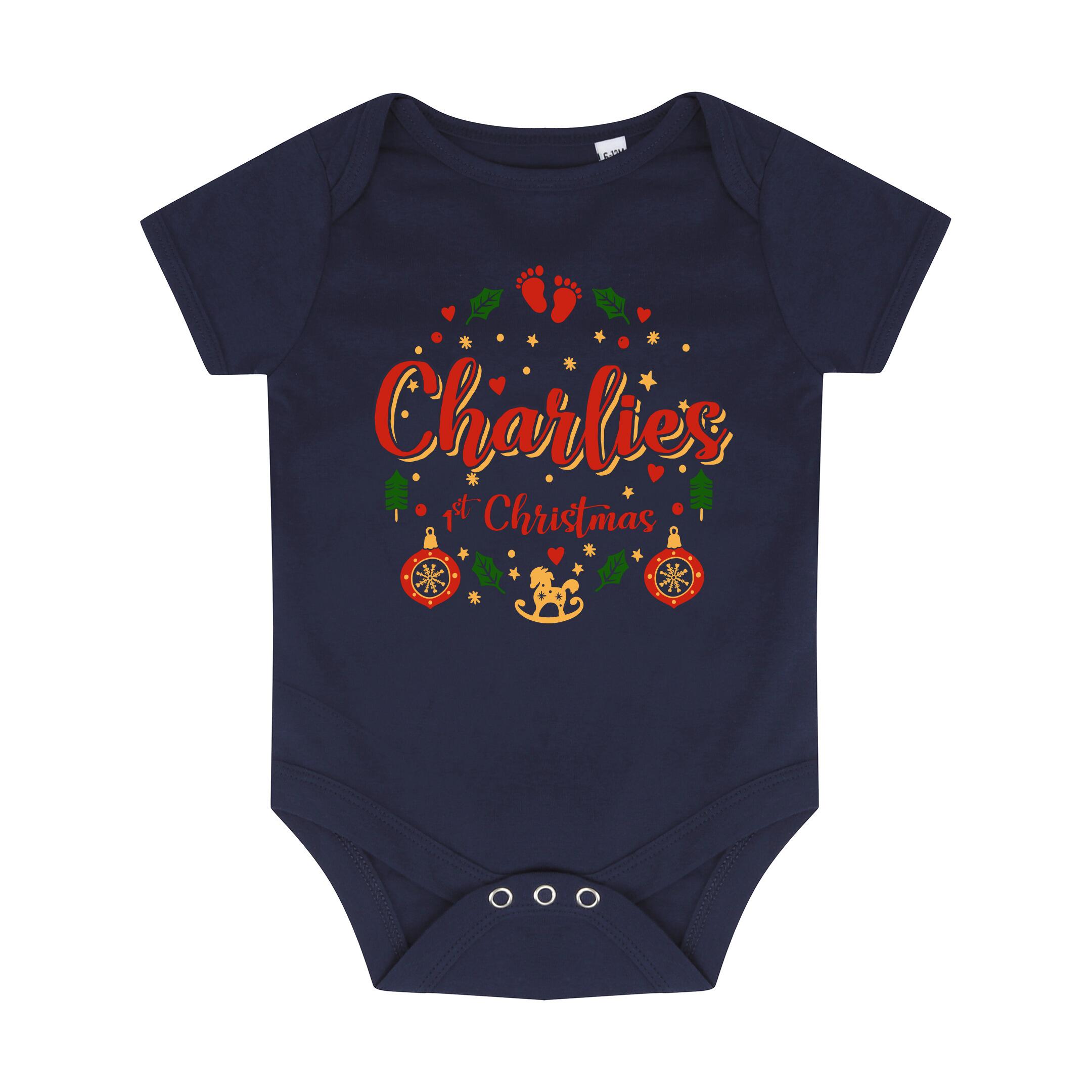 Personalised First Christmas Baby Grow - Custom Name