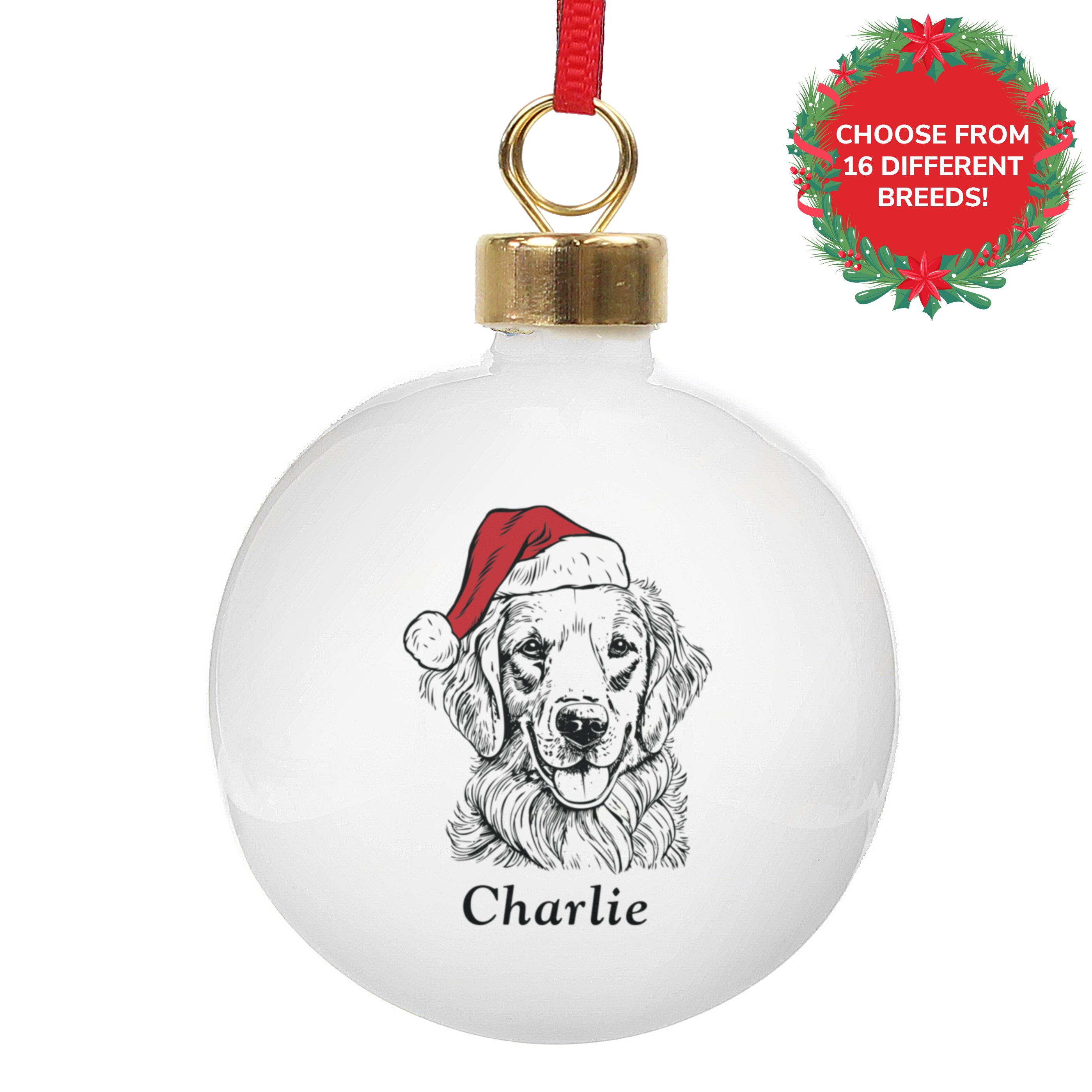 Personalised Dog Breed Christmas Bauble