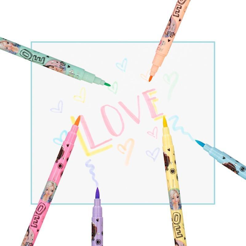 6 colour pastel felt pens