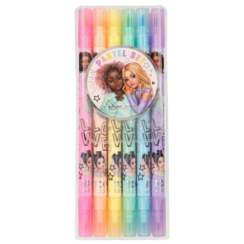 6 colour pastel felt pens