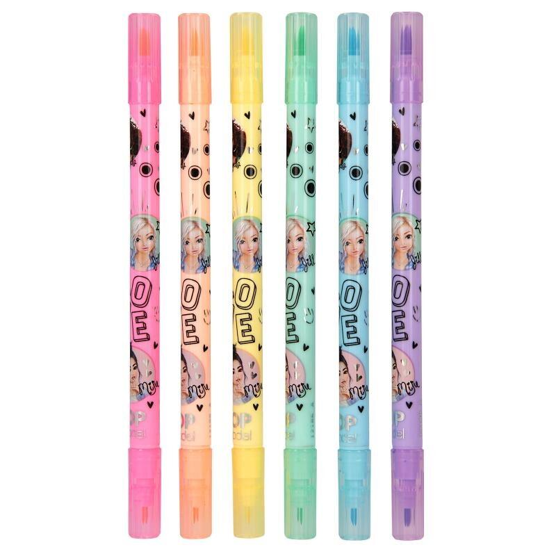 6 colour pastel felt pens