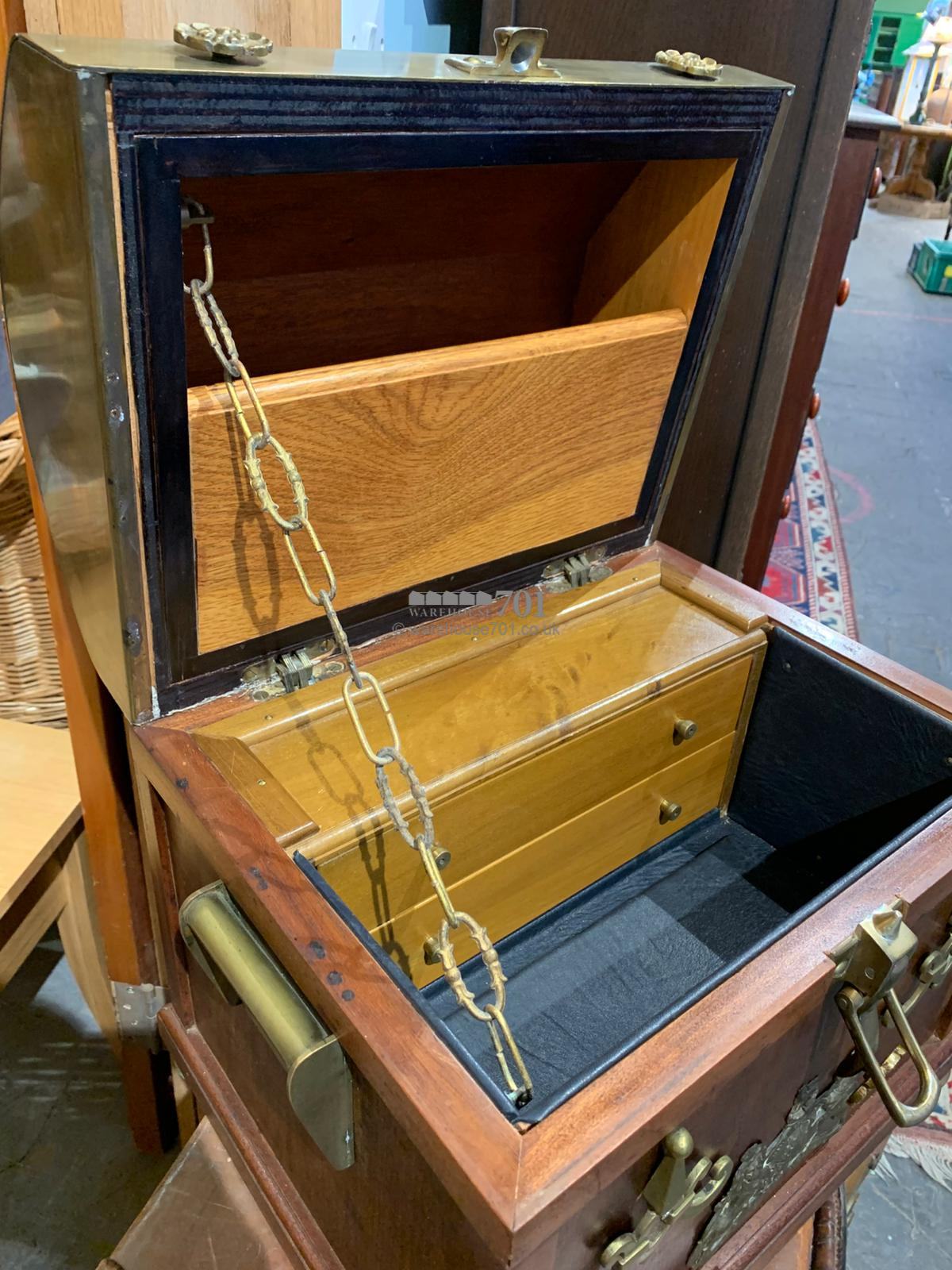 Vintage mahogany and brass dome chest