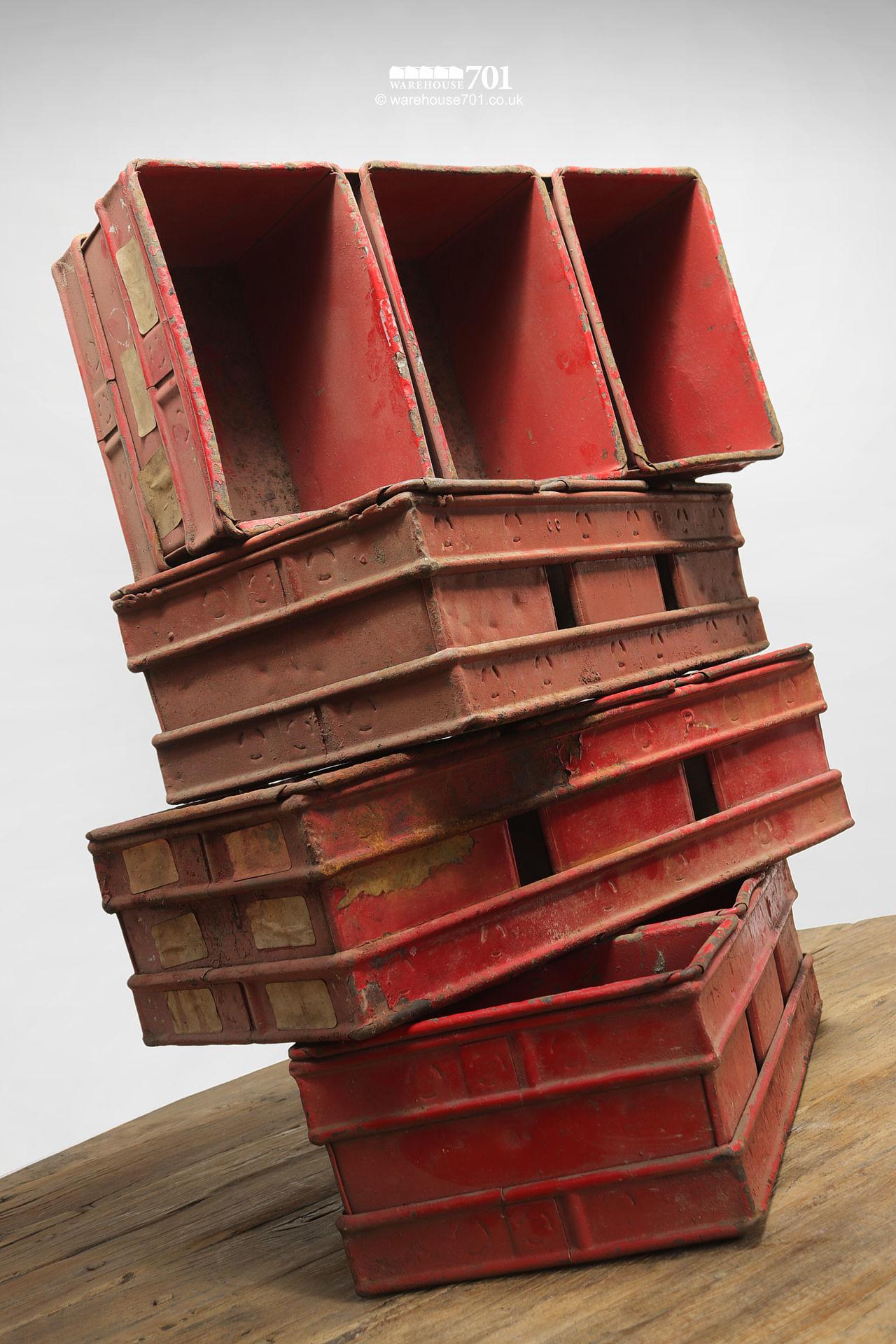 Reclaimed Vintage Red Triple Bread Loaf Bakery Tins