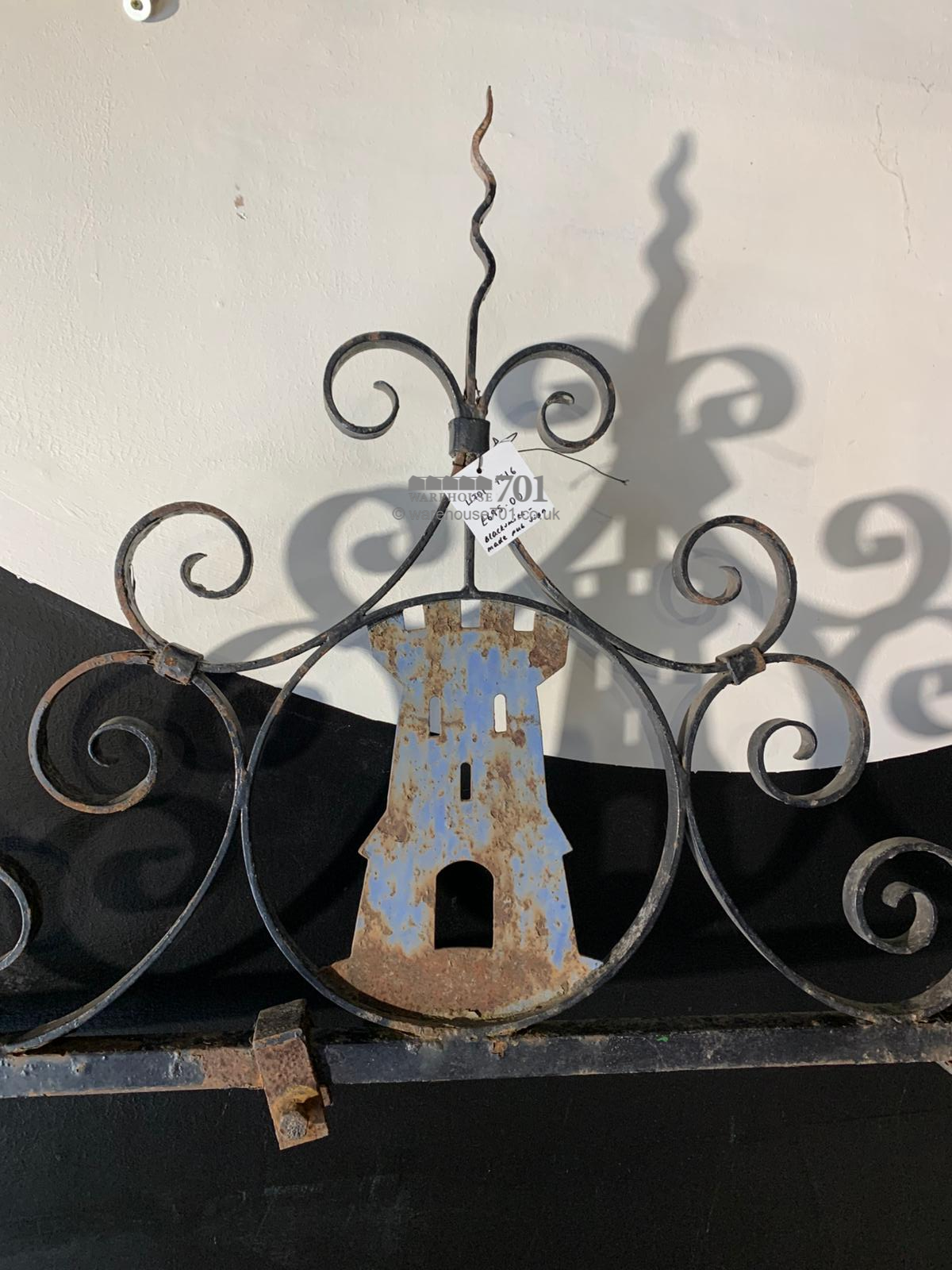 Antique blacksmith-made castle pub sign bracket