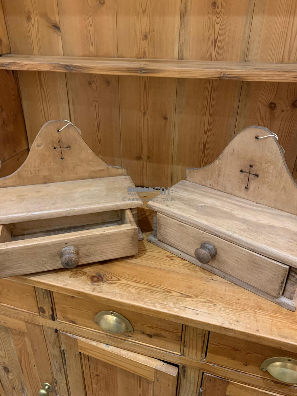 Pair of wooden shelf drawers