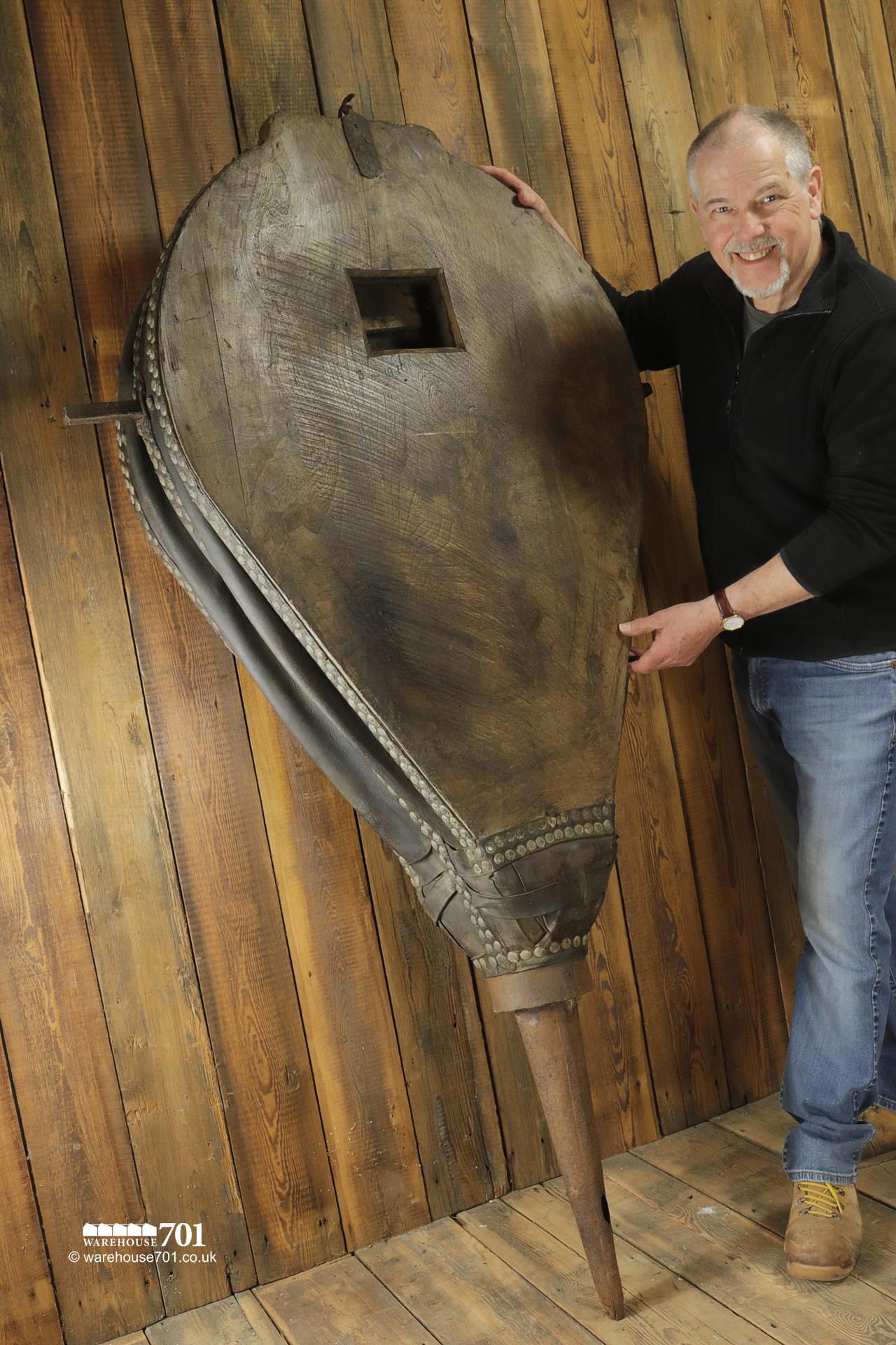 Huge 1913 Antique Elm and Leather Blacksmith Bellows