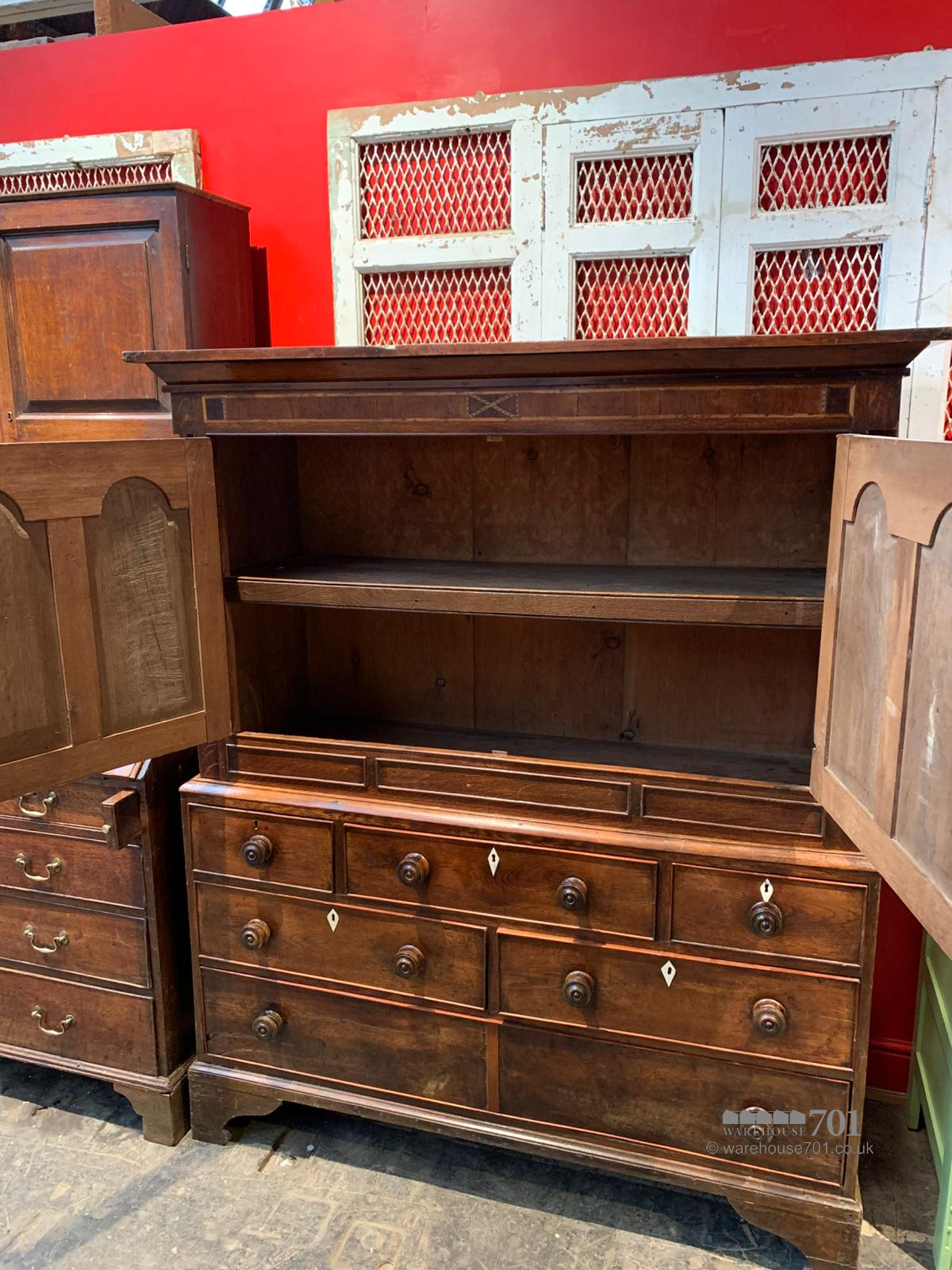 Antique Welsh oak linen press