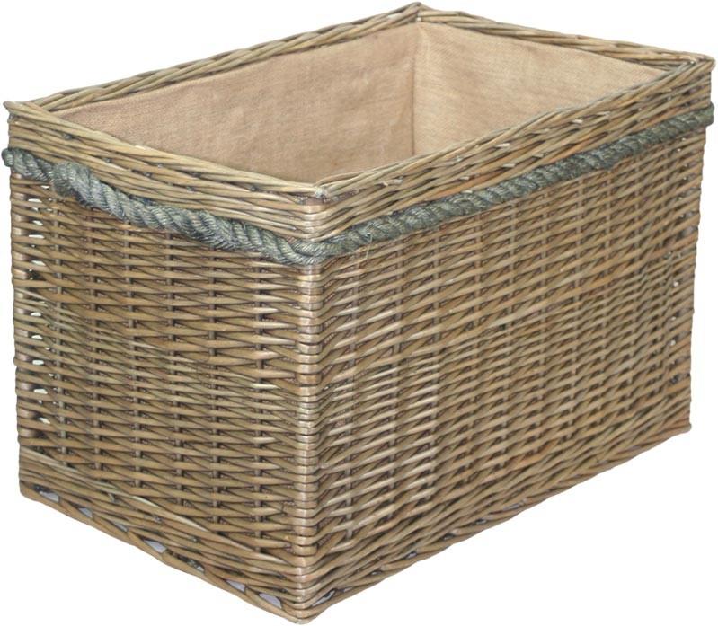 Large Rectangular Rope Handled Log Basket