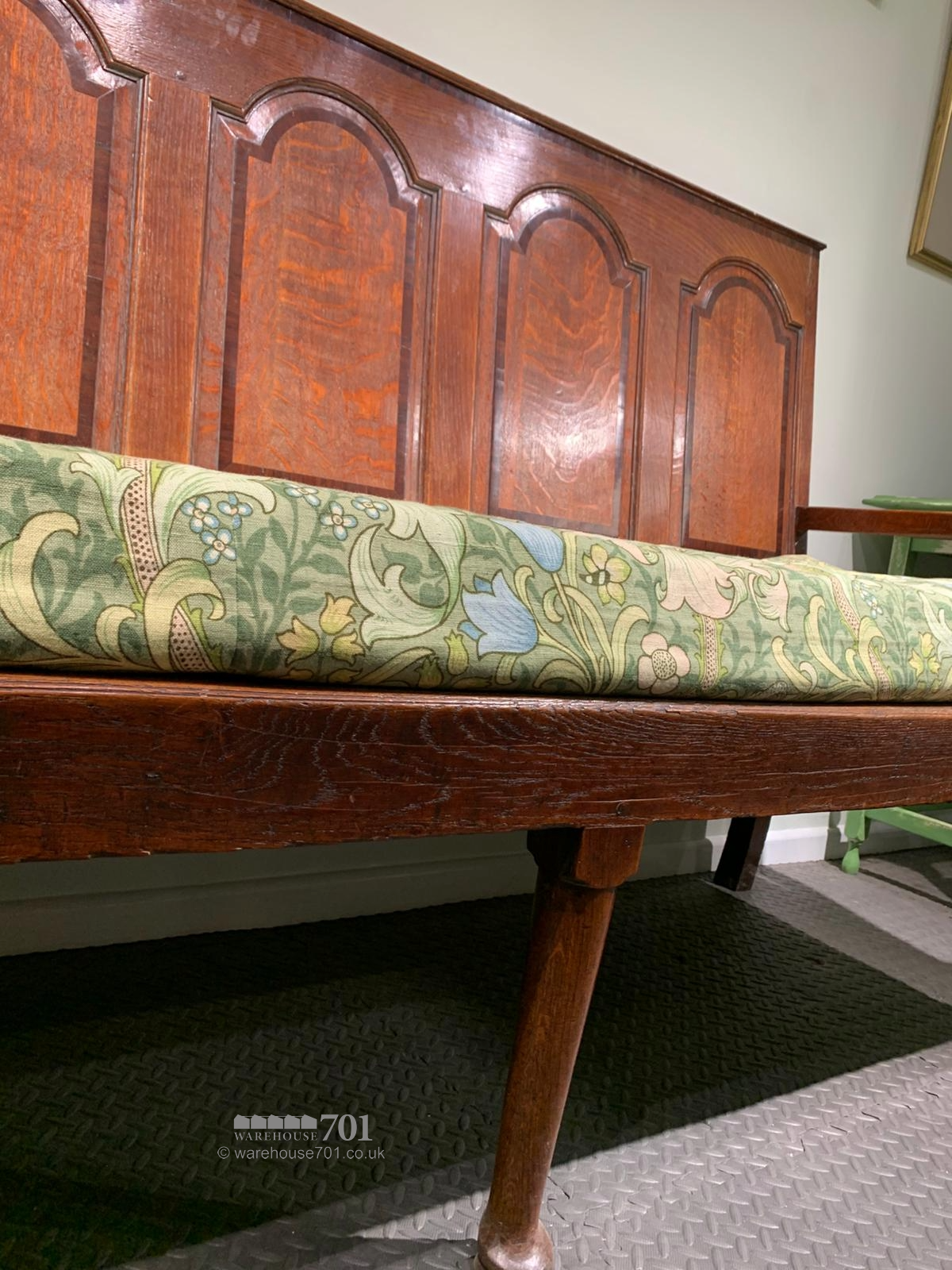 Settle or Hall bench with William Morris cushion