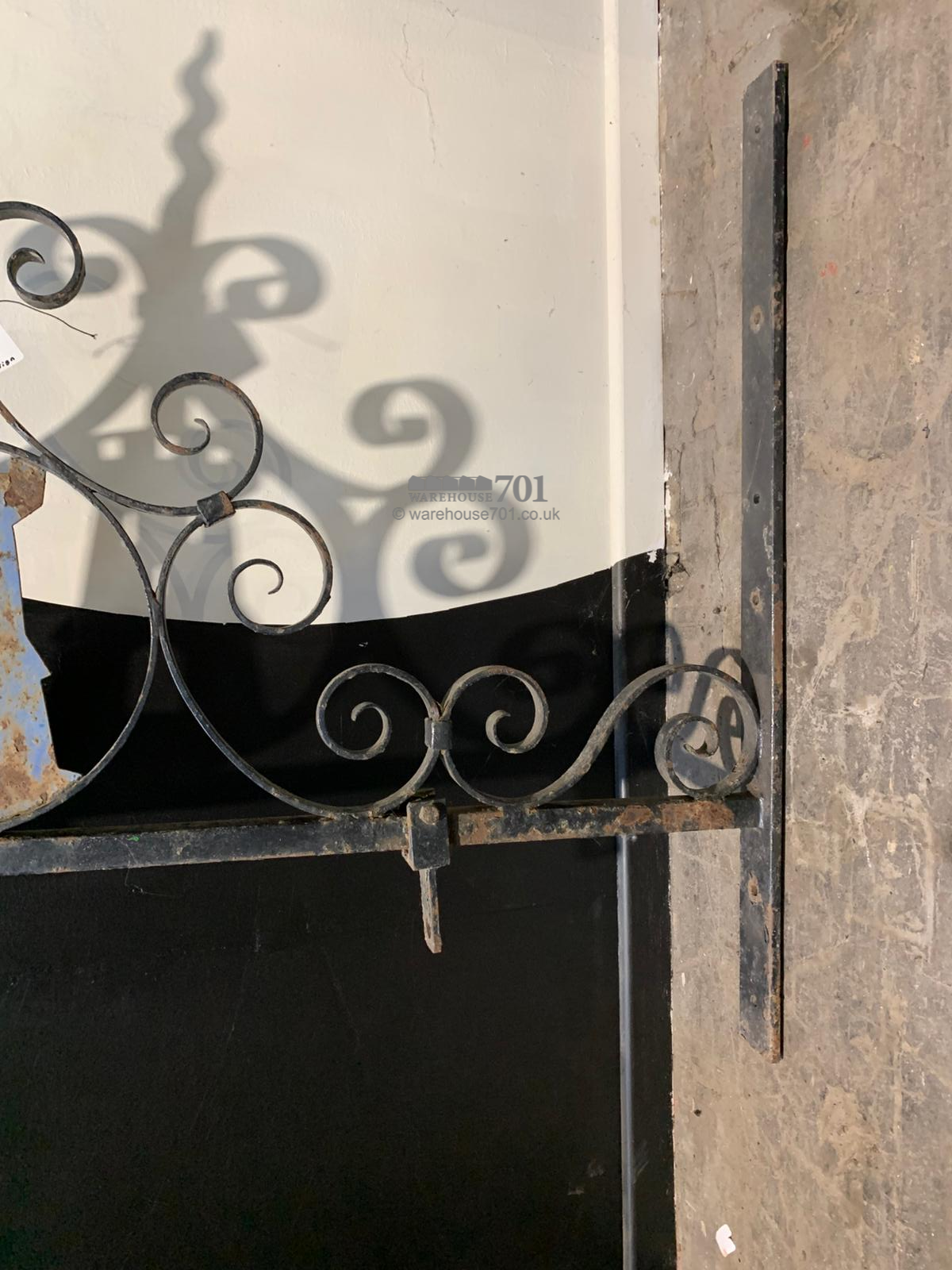 Antique blacksmith-made castle pub sign bracket