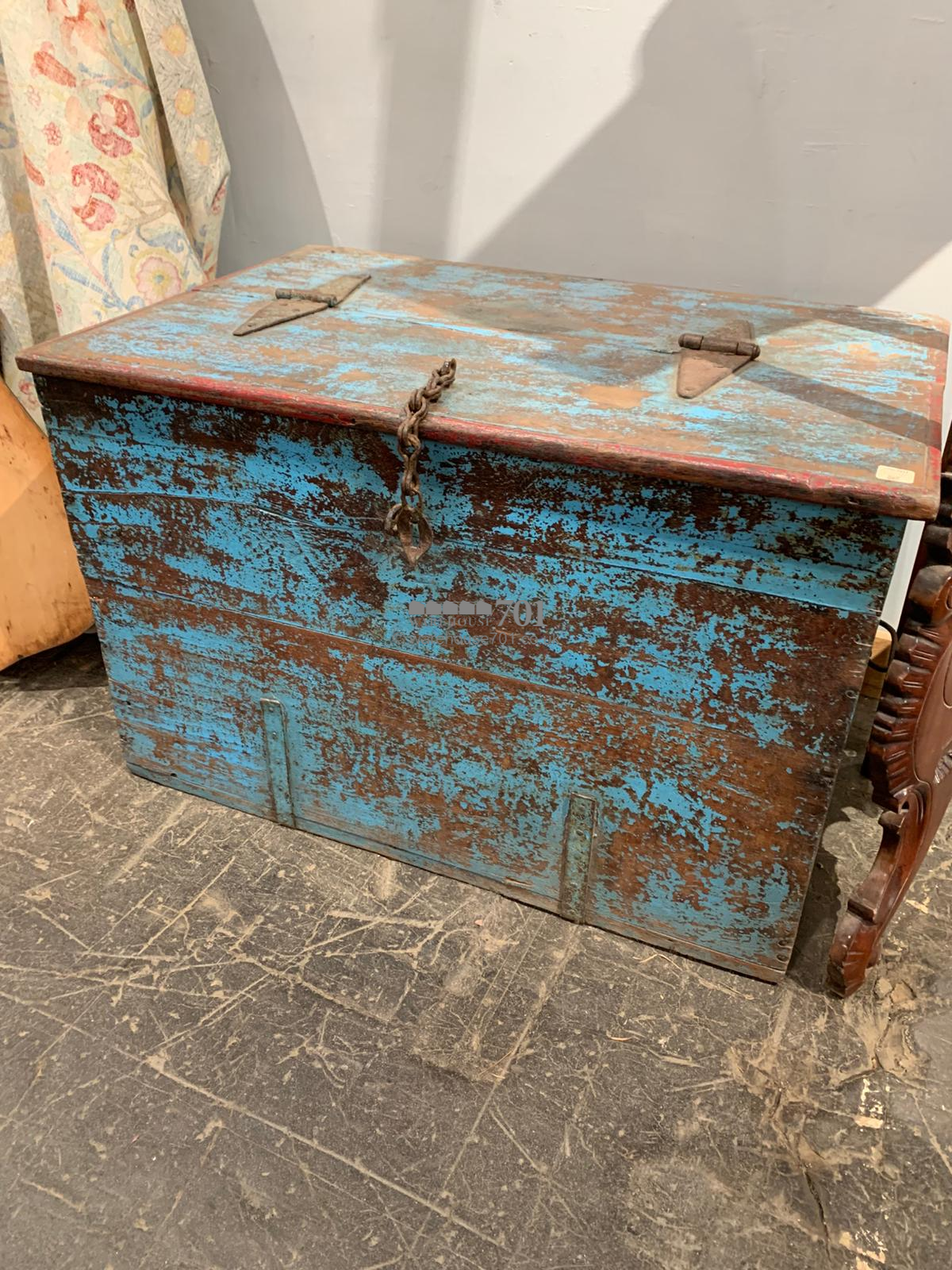 Vintage painted blue box