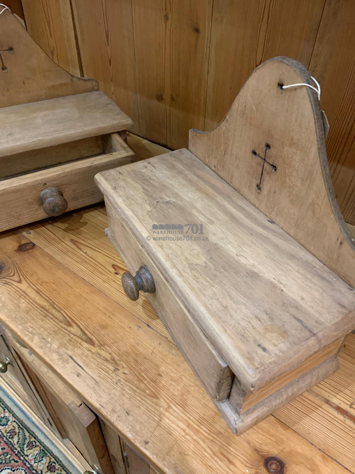 Pair of wooden shelf drawers