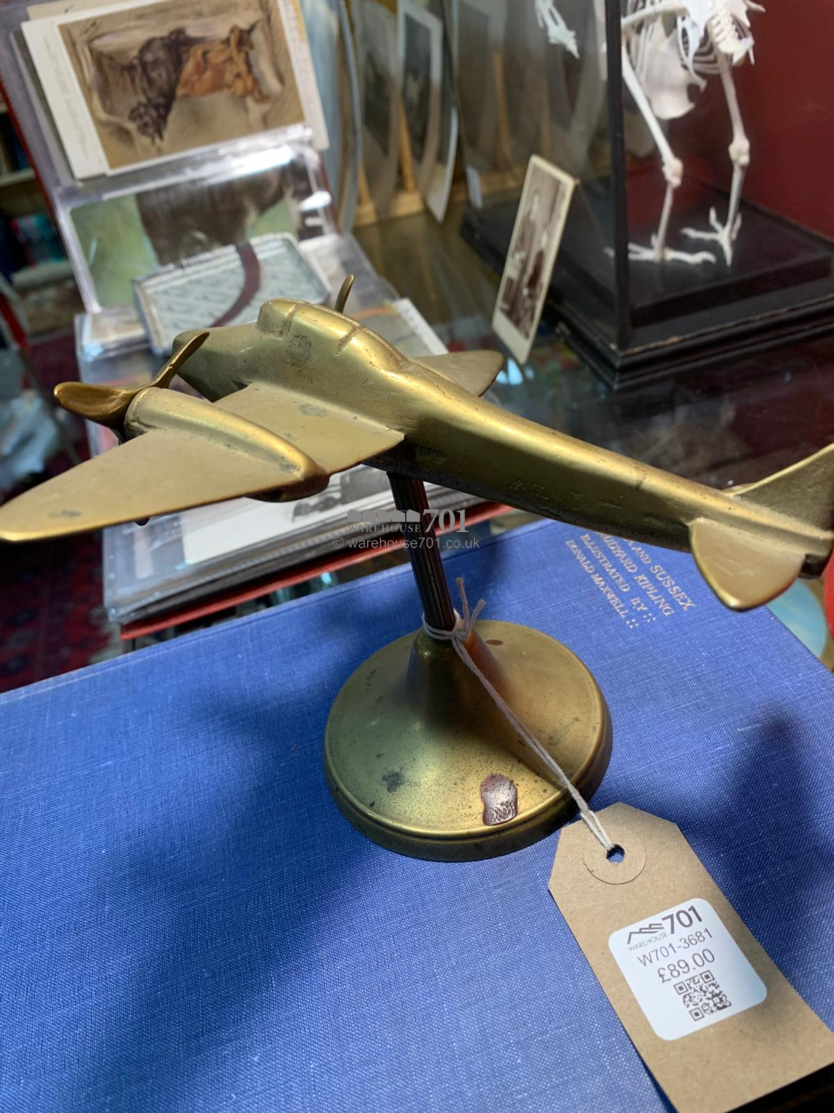 Brass model of a WW2 mosquito plane
