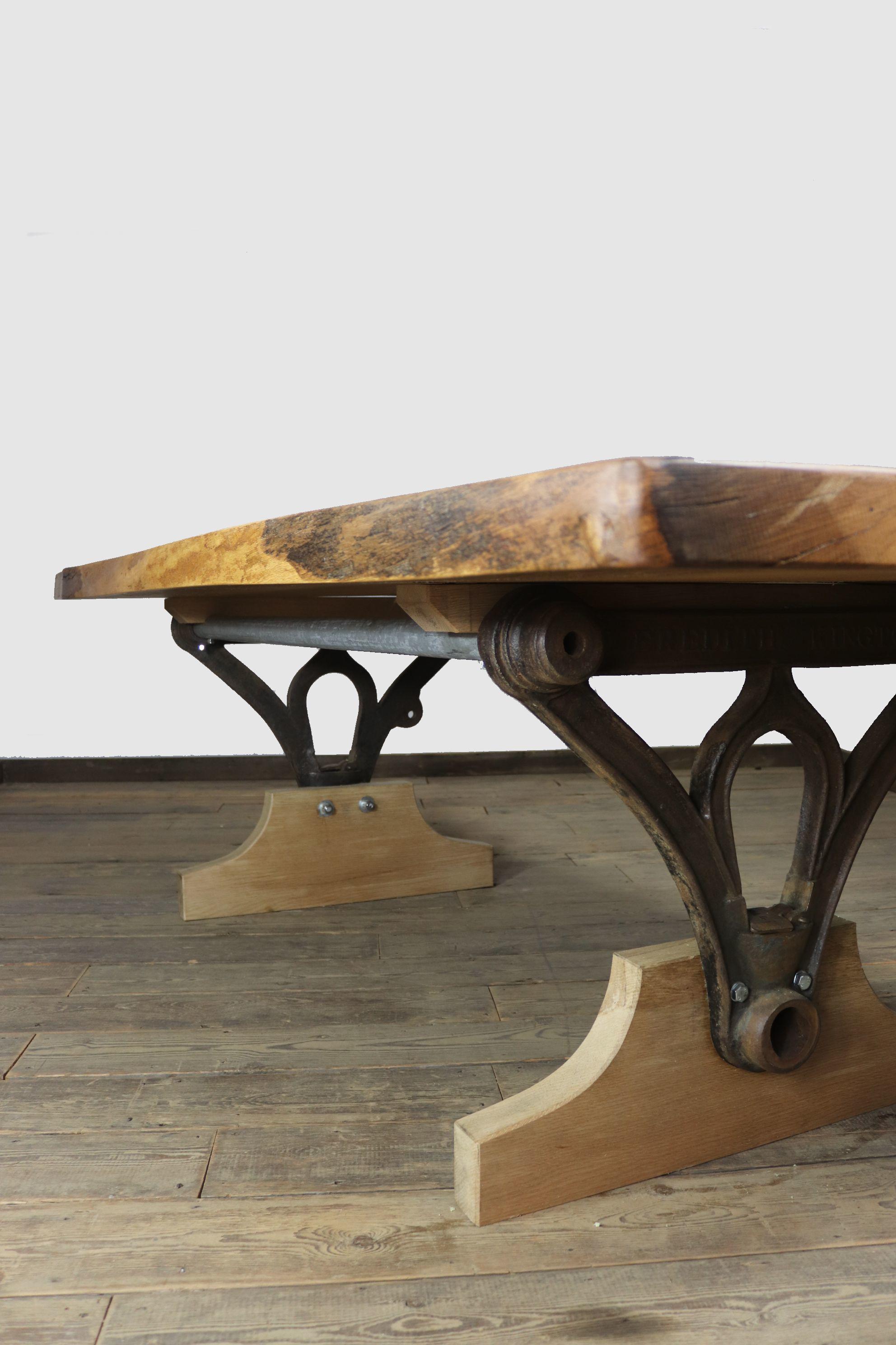 Dovetail Key Single Slab Oak Dining Table