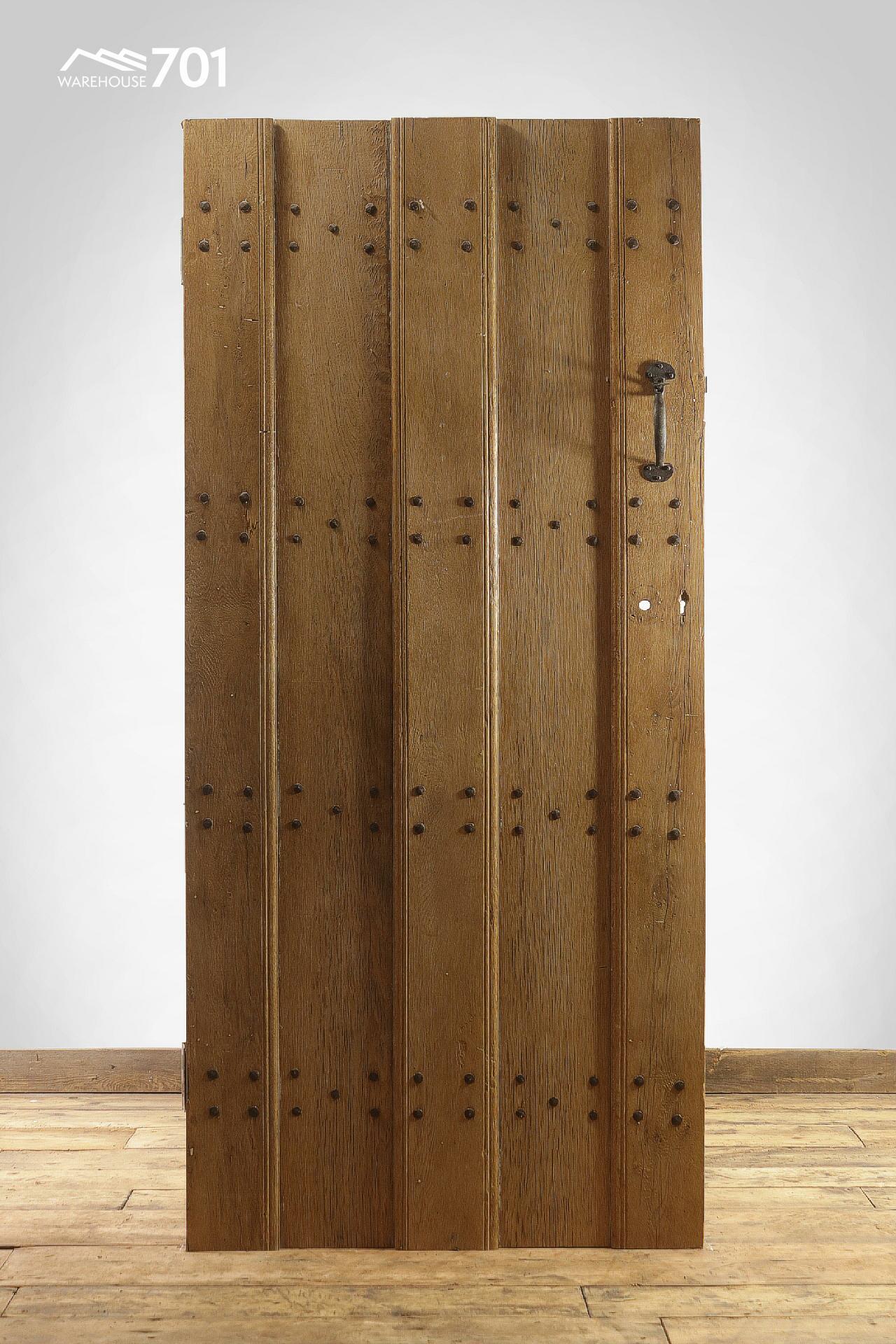 Old Vintage Solid Oak Stud & Ledge Door #11