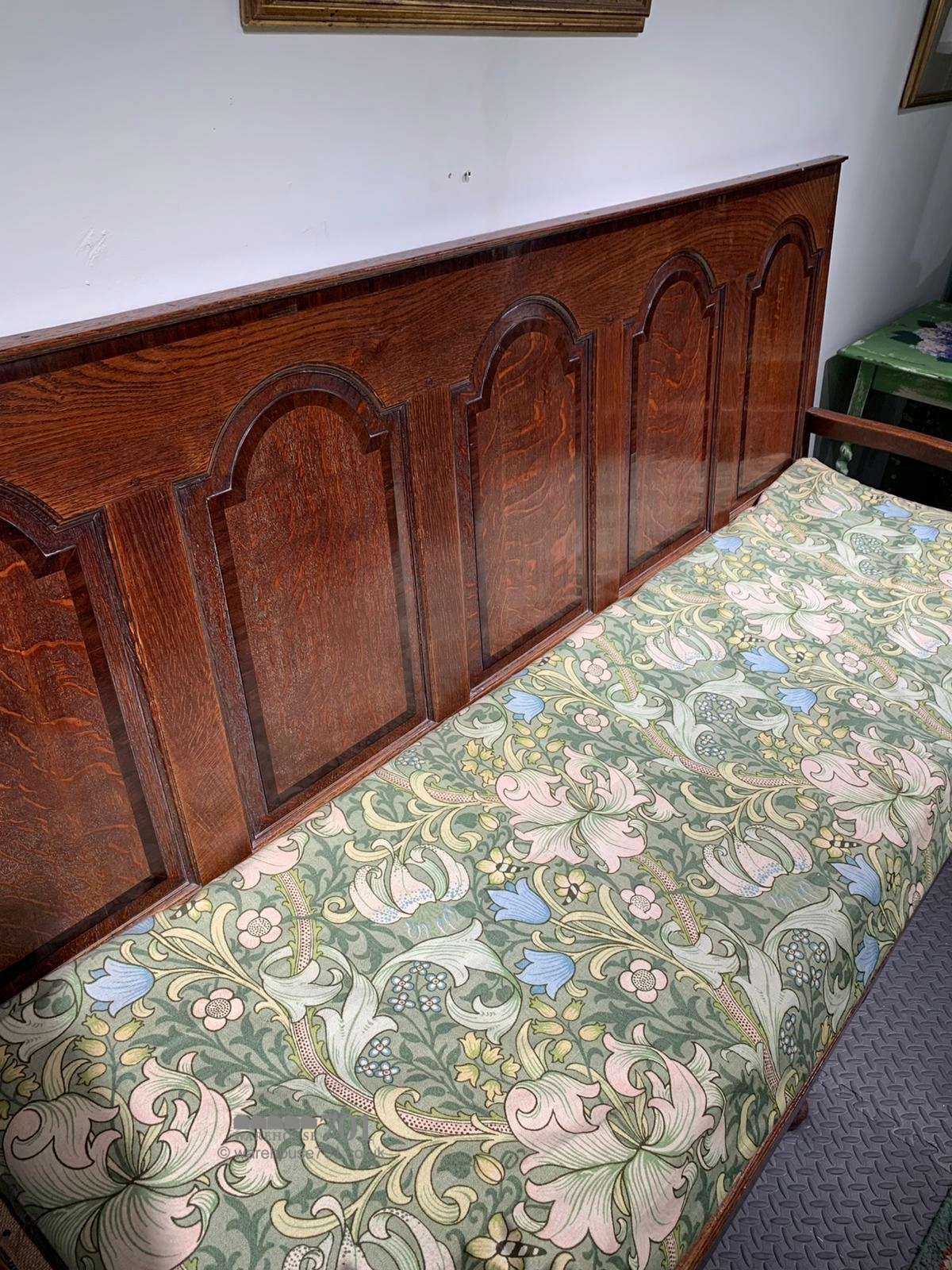 Settle or Hall bench with William Morris cushion