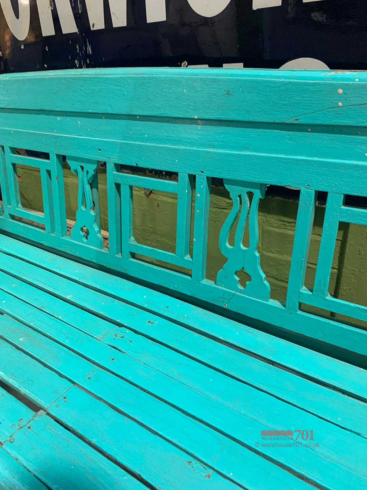 Wooden bench painted turquoise
