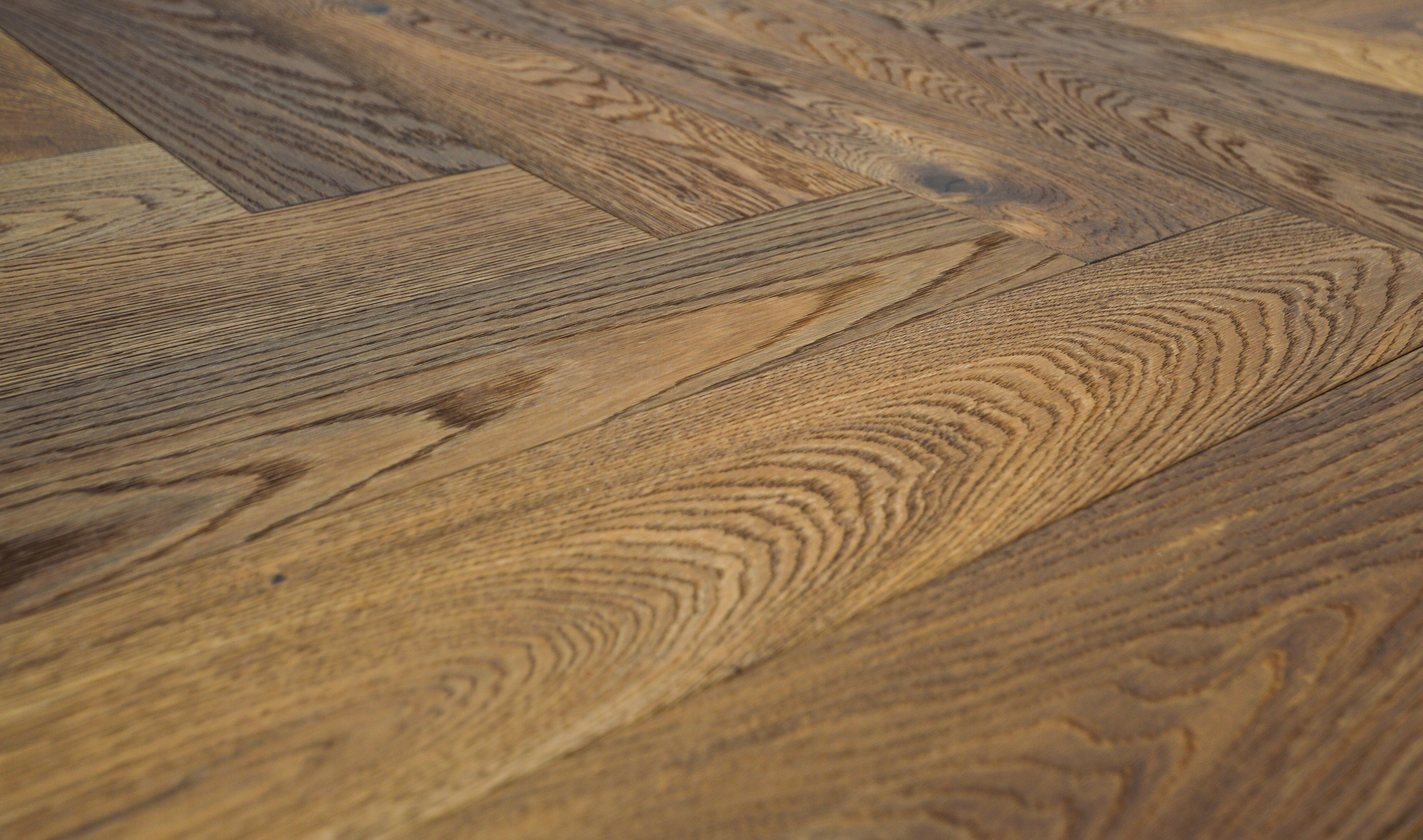Light Smoked Rustic Herringbone Oak Flooring
