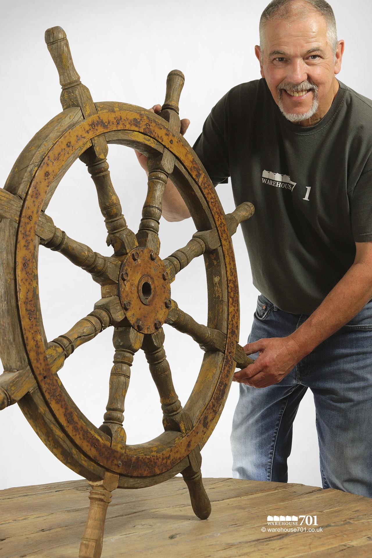 Authentic Wood and Iron Eight Spoke Ships Wheel