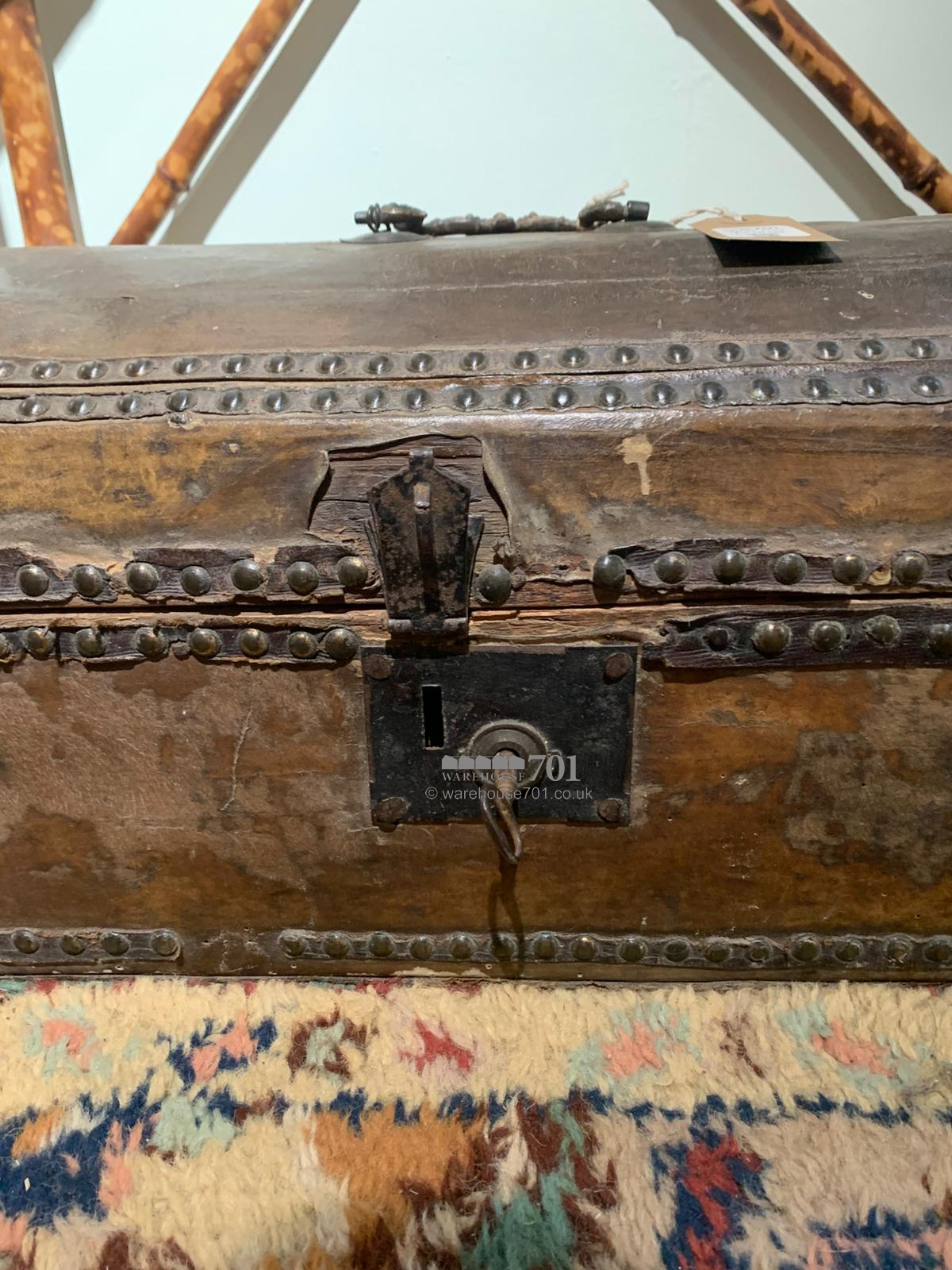 Antique hide covered dometop trunk