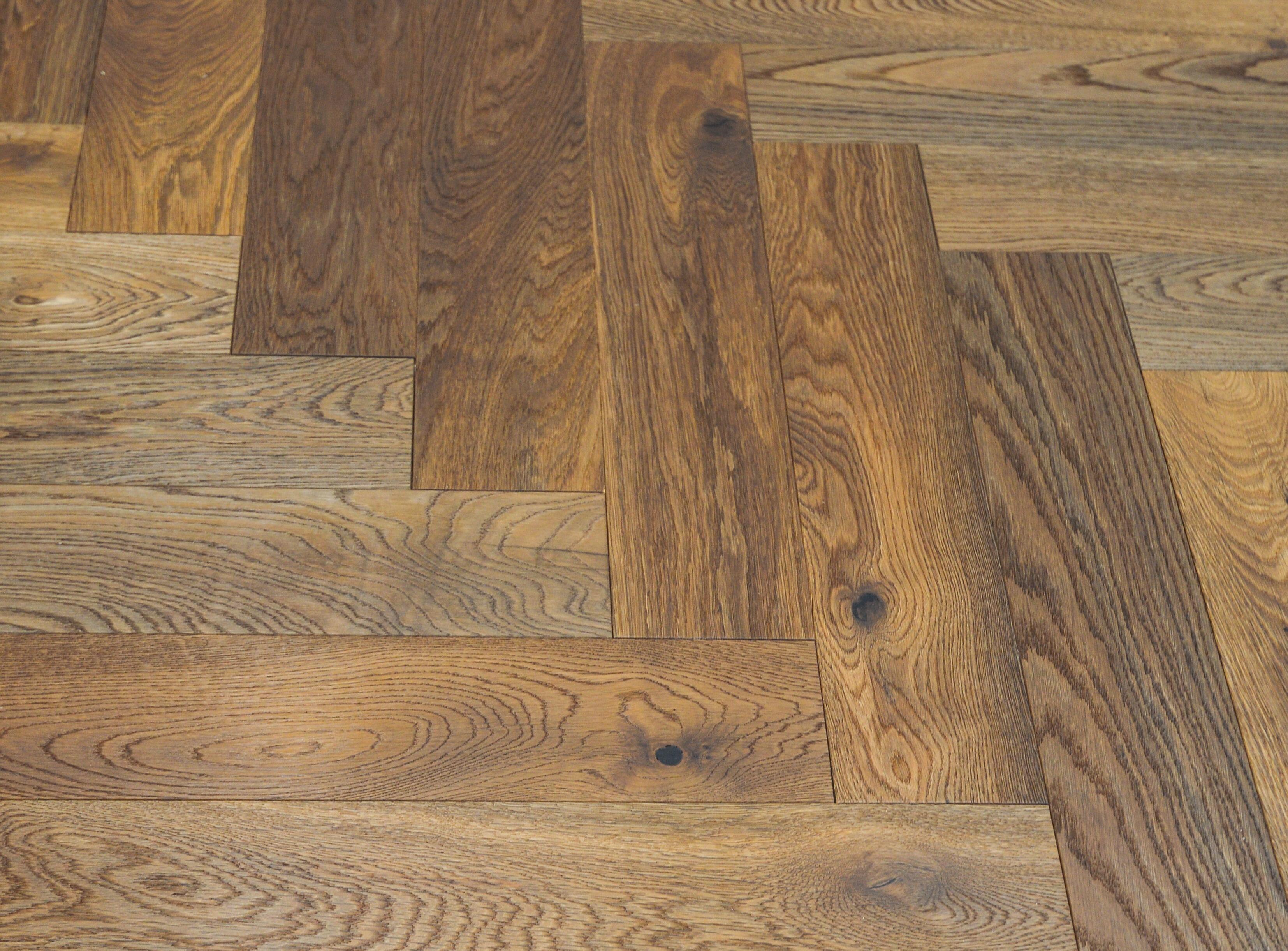 Light Smoked Rustic Herringbone Oak Flooring