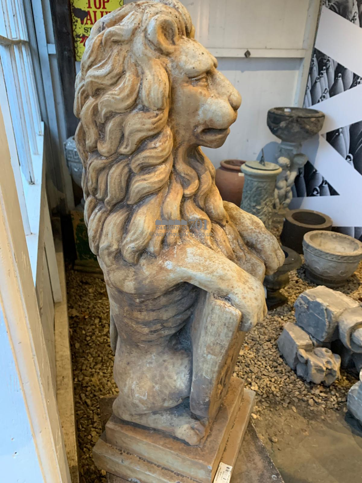 Sitting lion statue