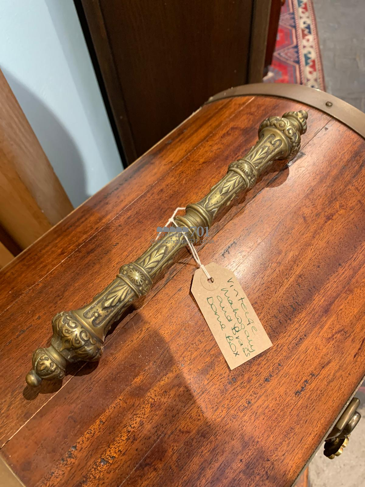 Vintage mahogany and brass dome chest