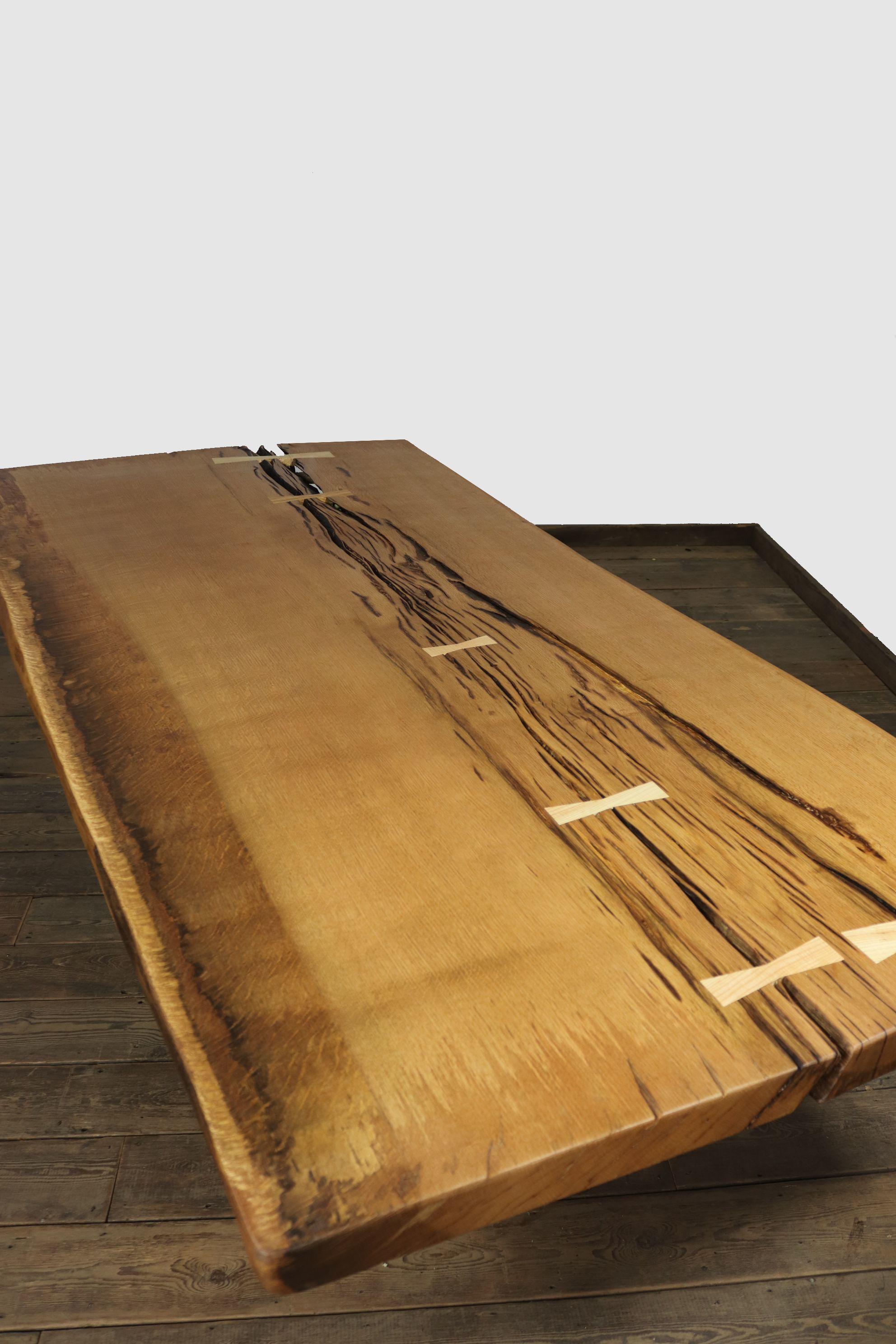 Dovetail Key Single Slab Oak Dining Table