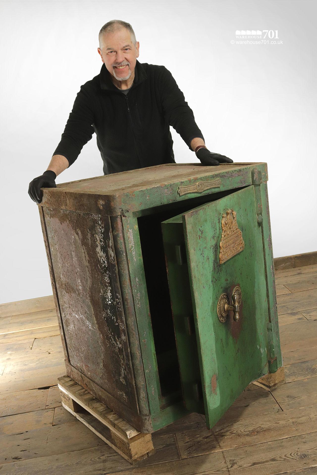 Hobbs Hart & Co Vintage Green Cast Iron Wall or Freestanding Safe