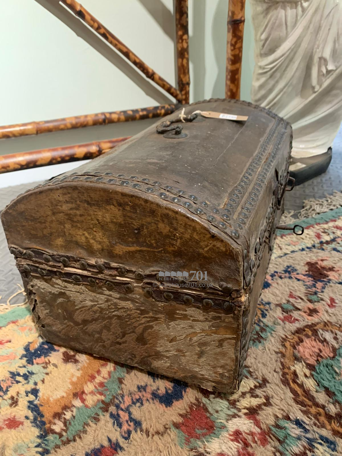 Antique hide covered dometop trunk
