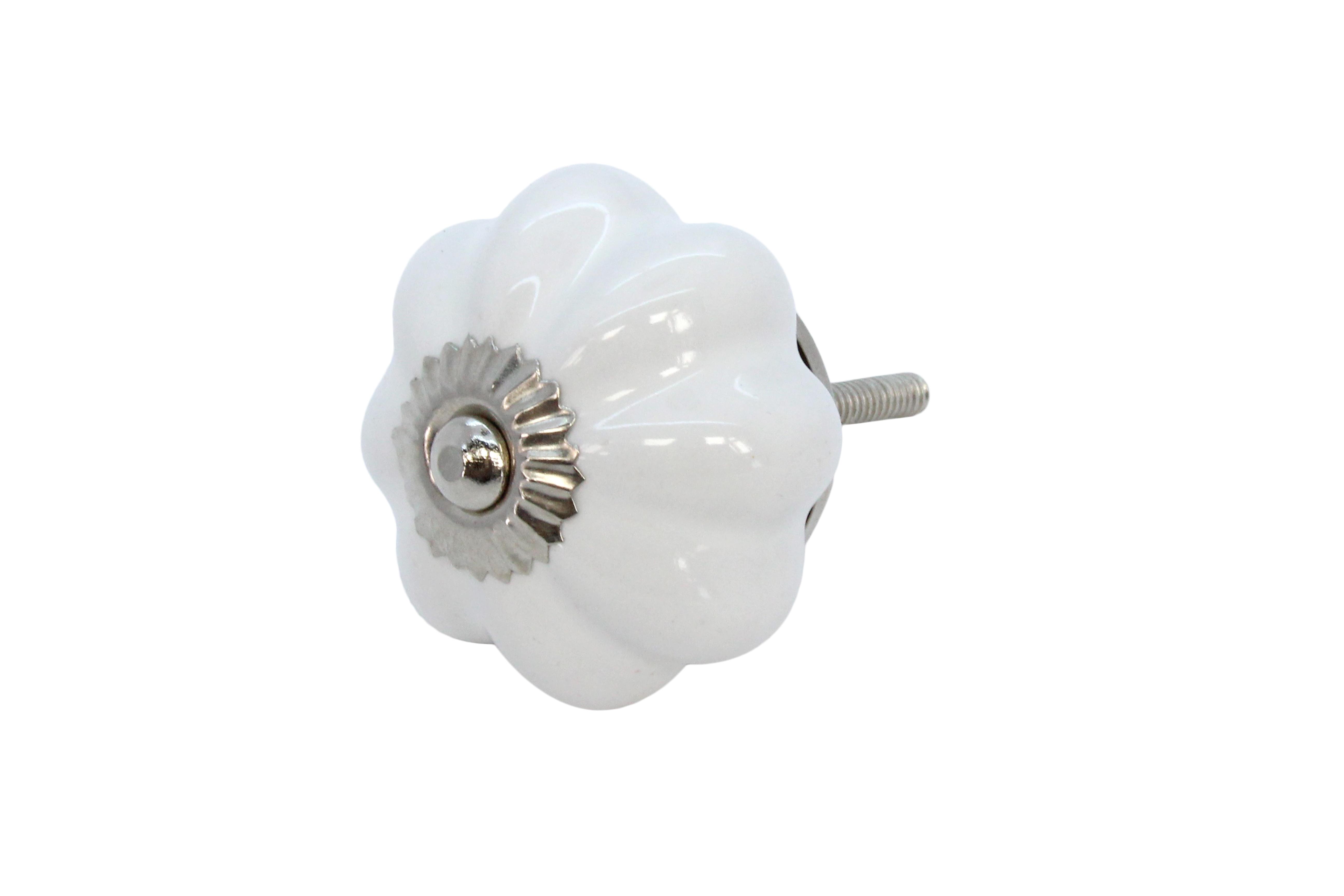 NEW White Ceramic Flower Knob