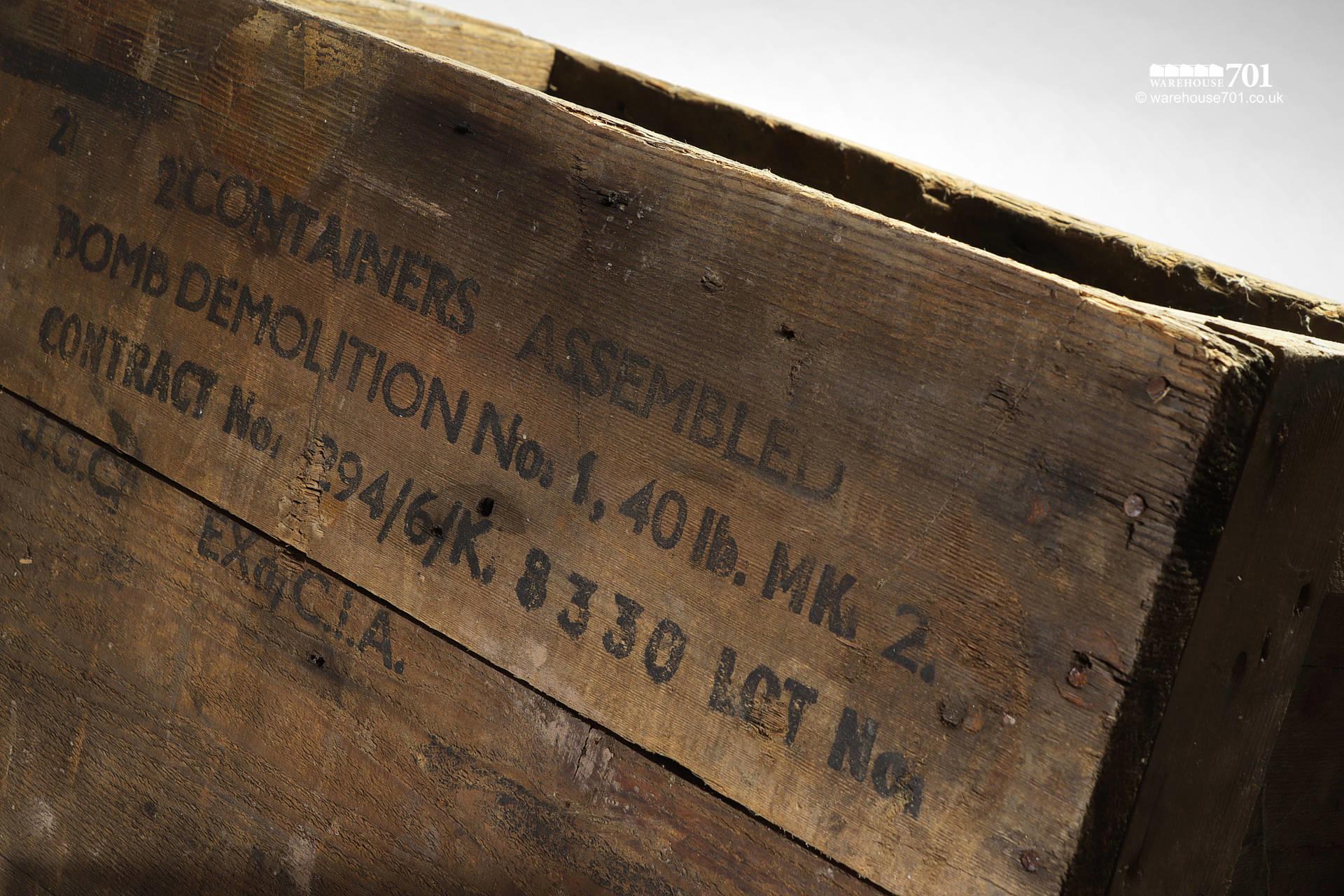 Vintage Wooden Bomb Demolition Boxes
