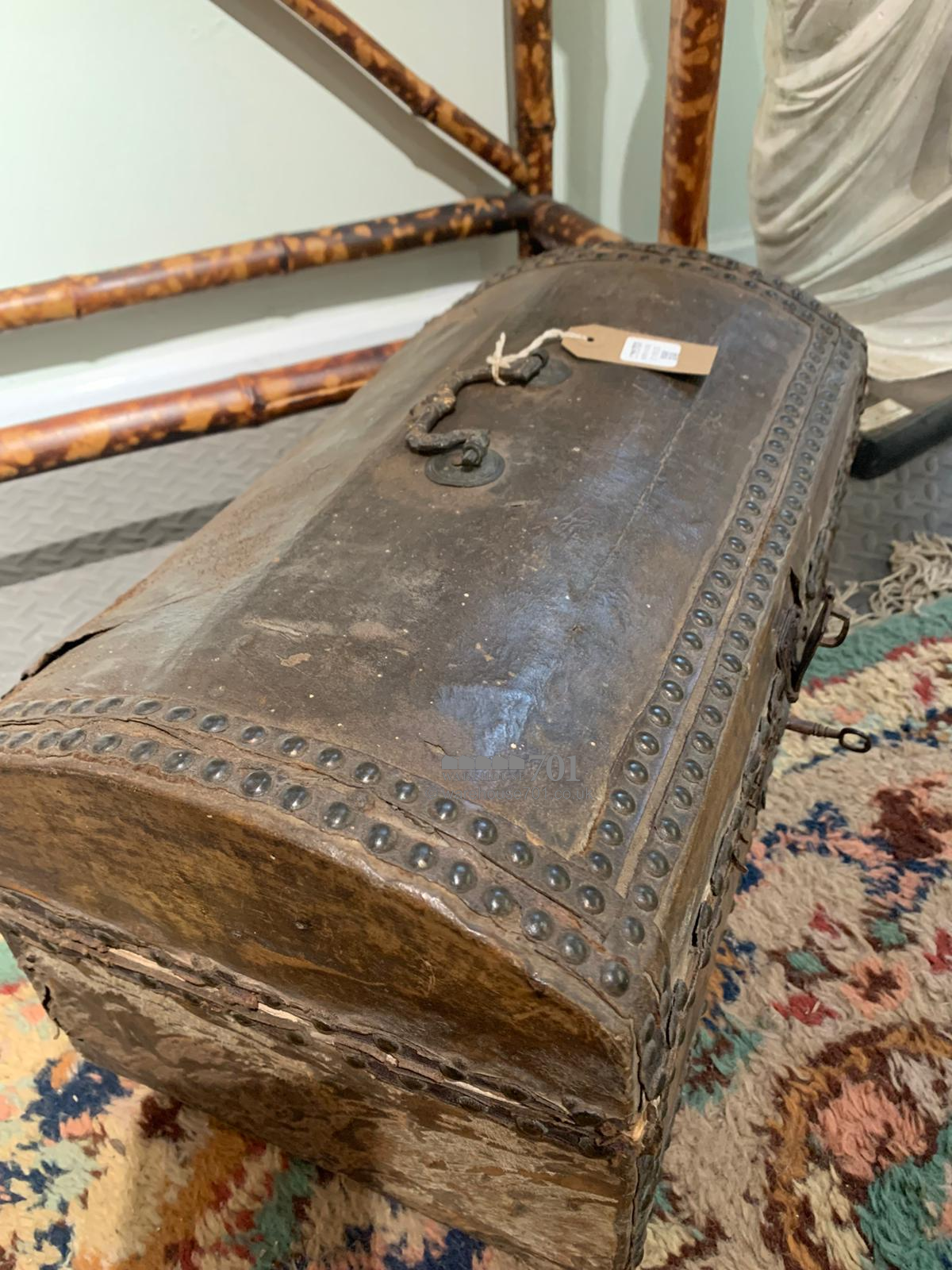 Antique hide covered dometop trunk