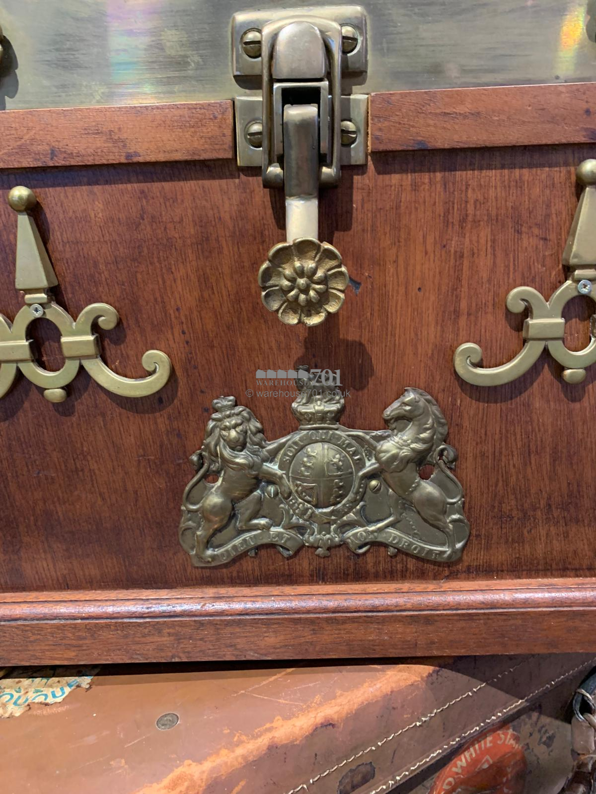Vintage mahogany and brass dome chest