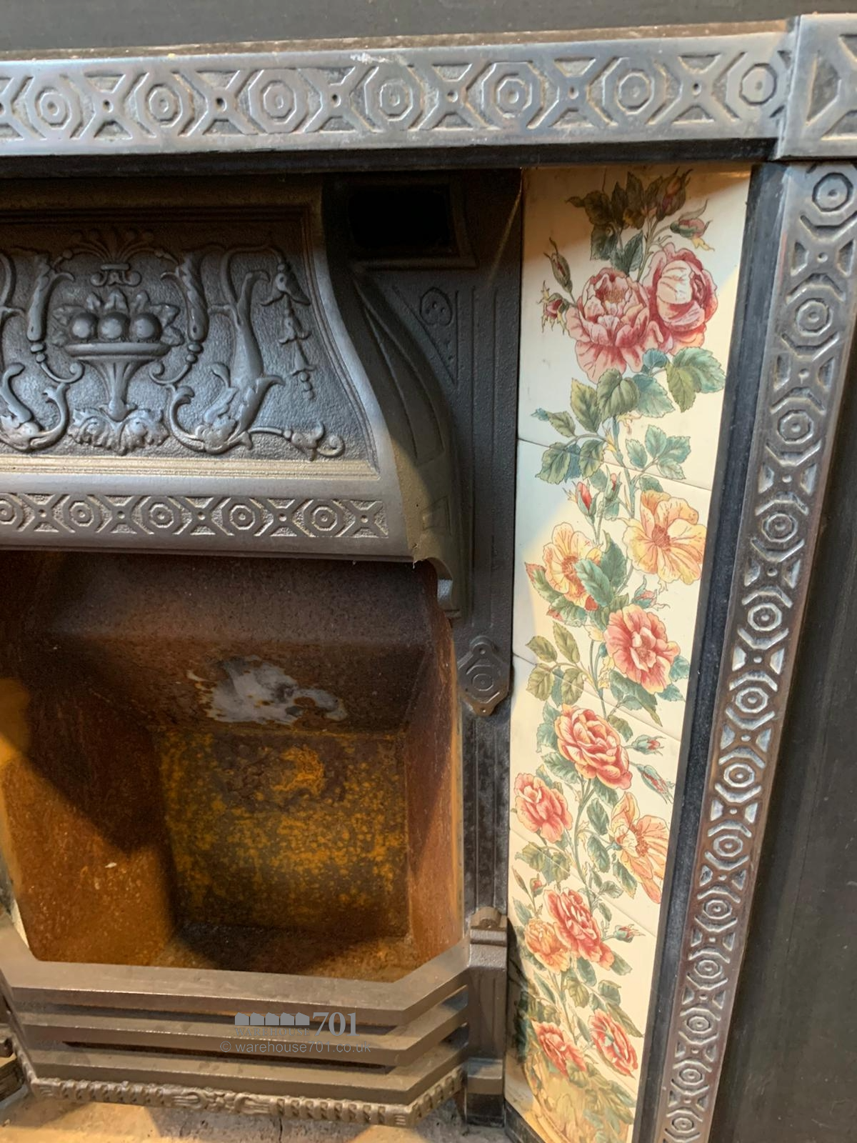 Reclaimed tiled fire place insert