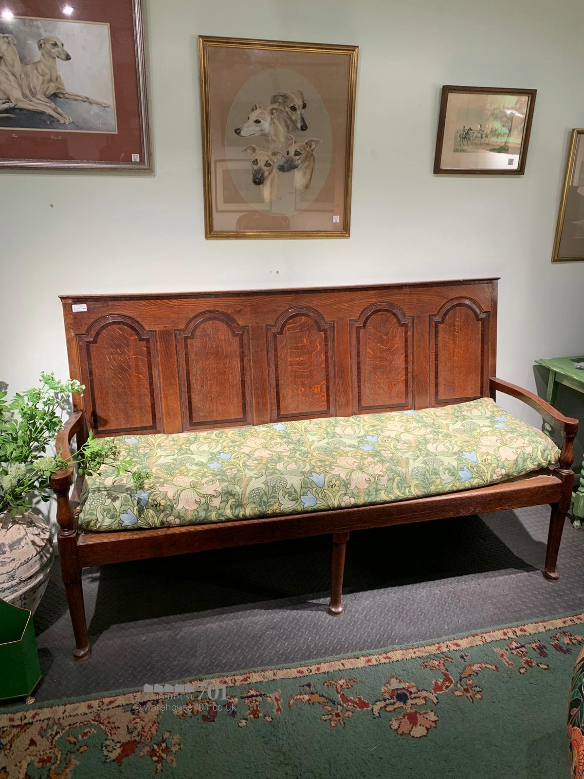 Settle or Hall bench with William Morris cushion