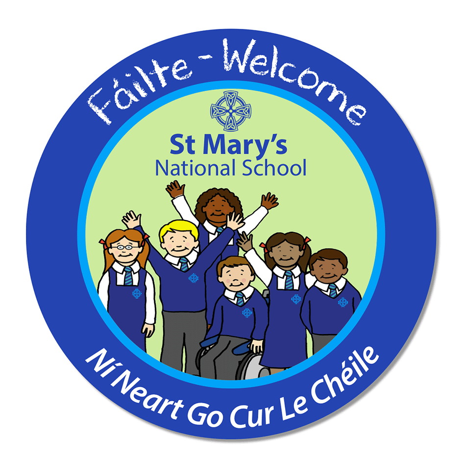 Circular Welcome Sign with Children (as Gaeilge)
