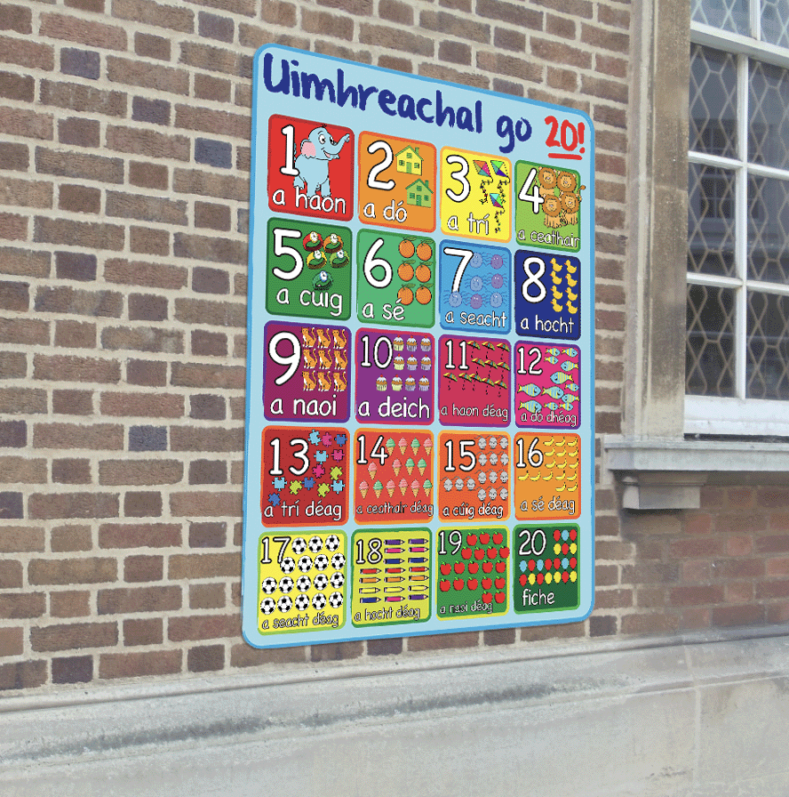 Illustrated Count to 20 as Gaeilge - Single Panel