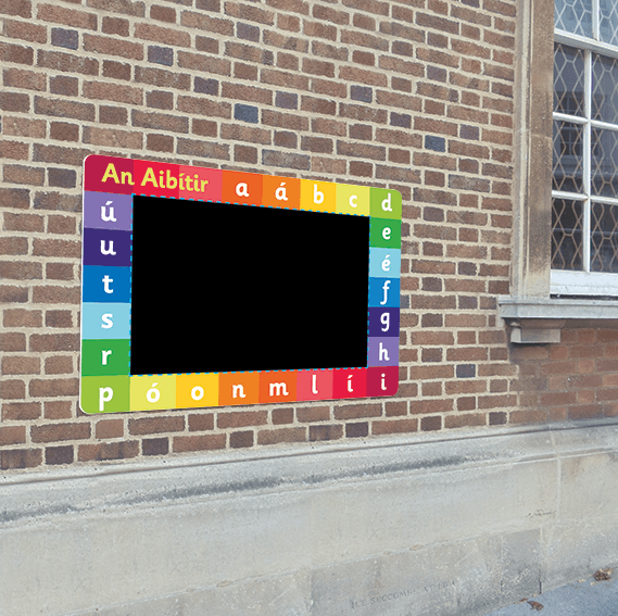 Rainbow Alphabet Chalkboard (as Gaeilge)