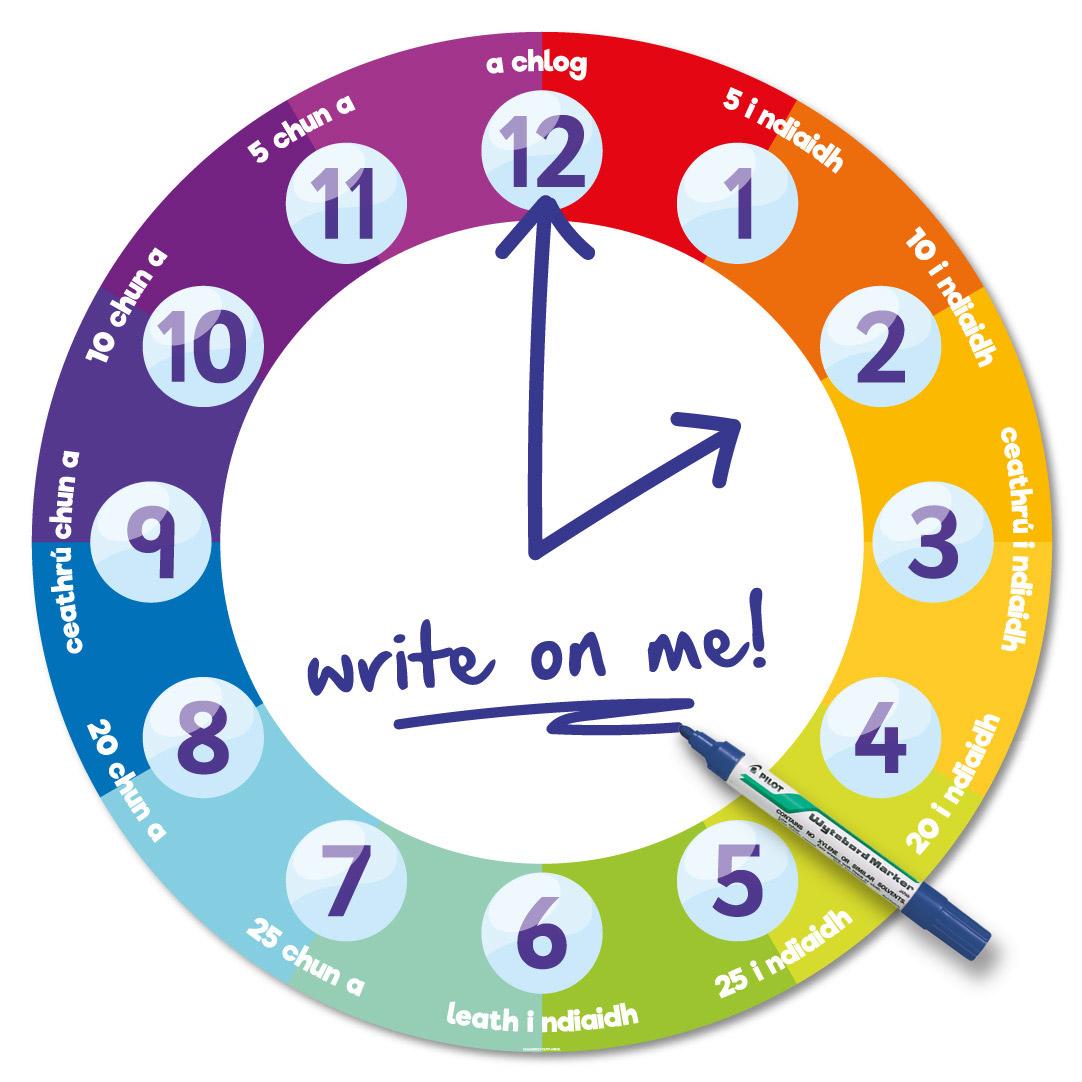 Mega Clock Writable Sign (as Gaeilge)