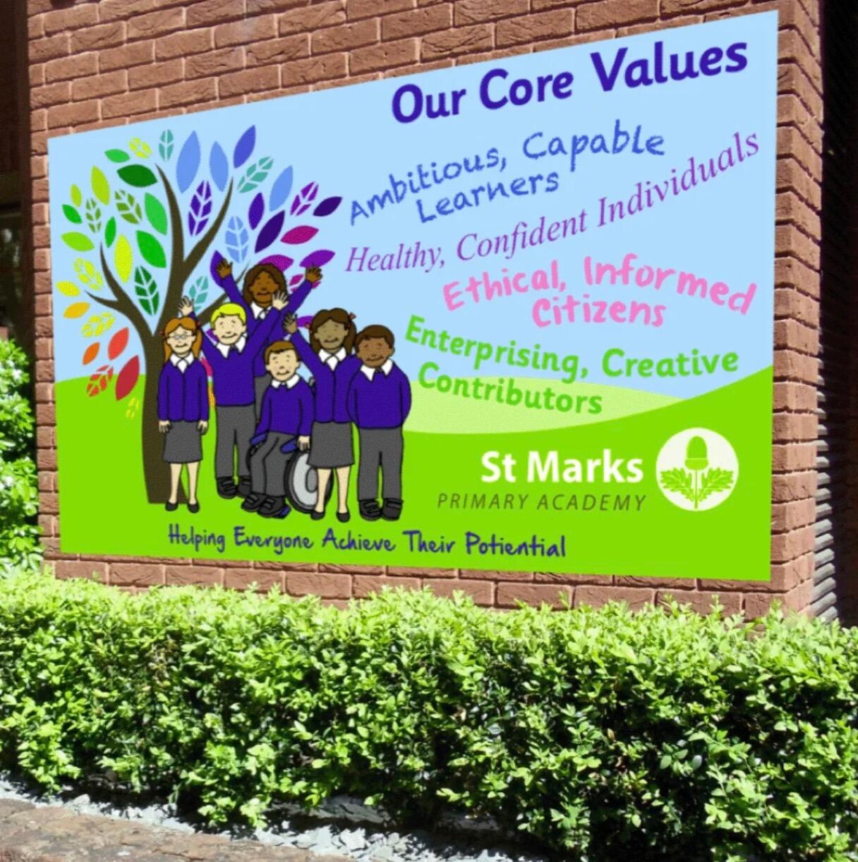 Our Core Values Welcome Sign