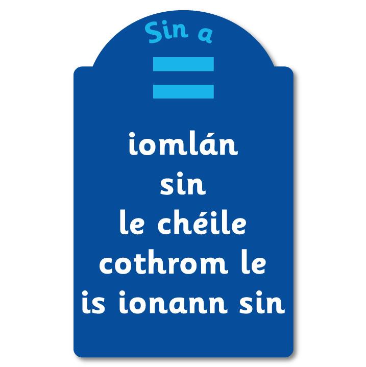 Set of 5 Mathematic Symbols Signs (as Gaeilge)