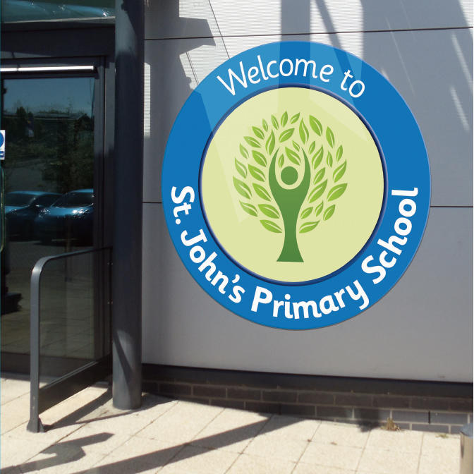 Circular Welcome Sign with Logo