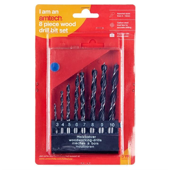 AMTECH F1500 8 Piece wood drill bit set