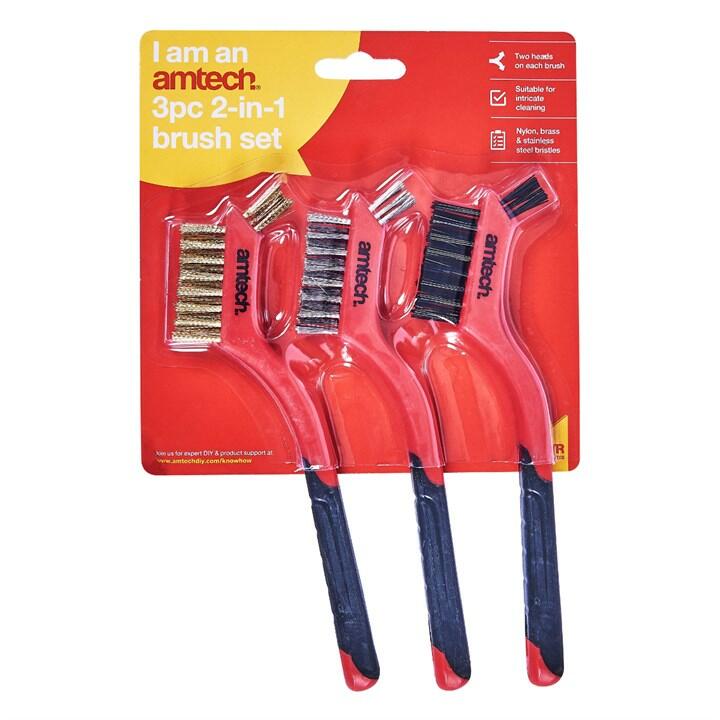 Amtech S3535 3 Piece 2-in-1 brush set