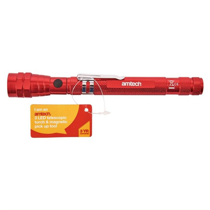 Amtech S8006 3 LED telescopic torch and magnetic pick up tool