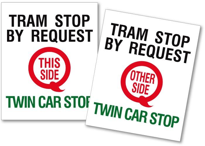 Tram Stop by Request - Twin Car Stop (Replica Tram Stop Sign)